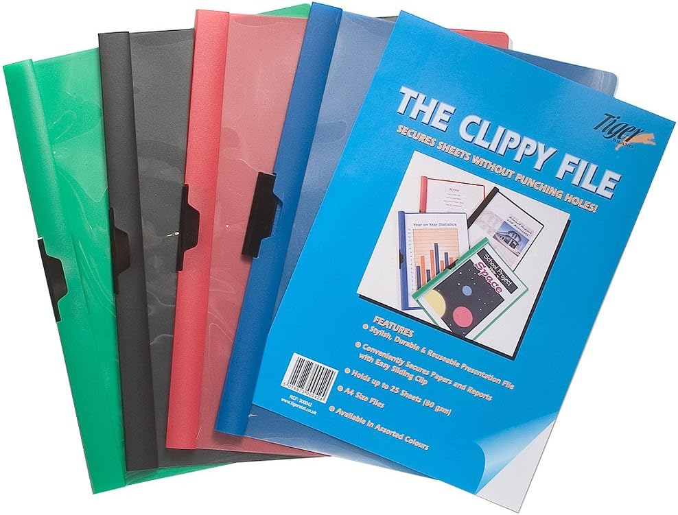 25 x A4 Clear + Coloured Clippy Files Report Project Presentation Clip ...