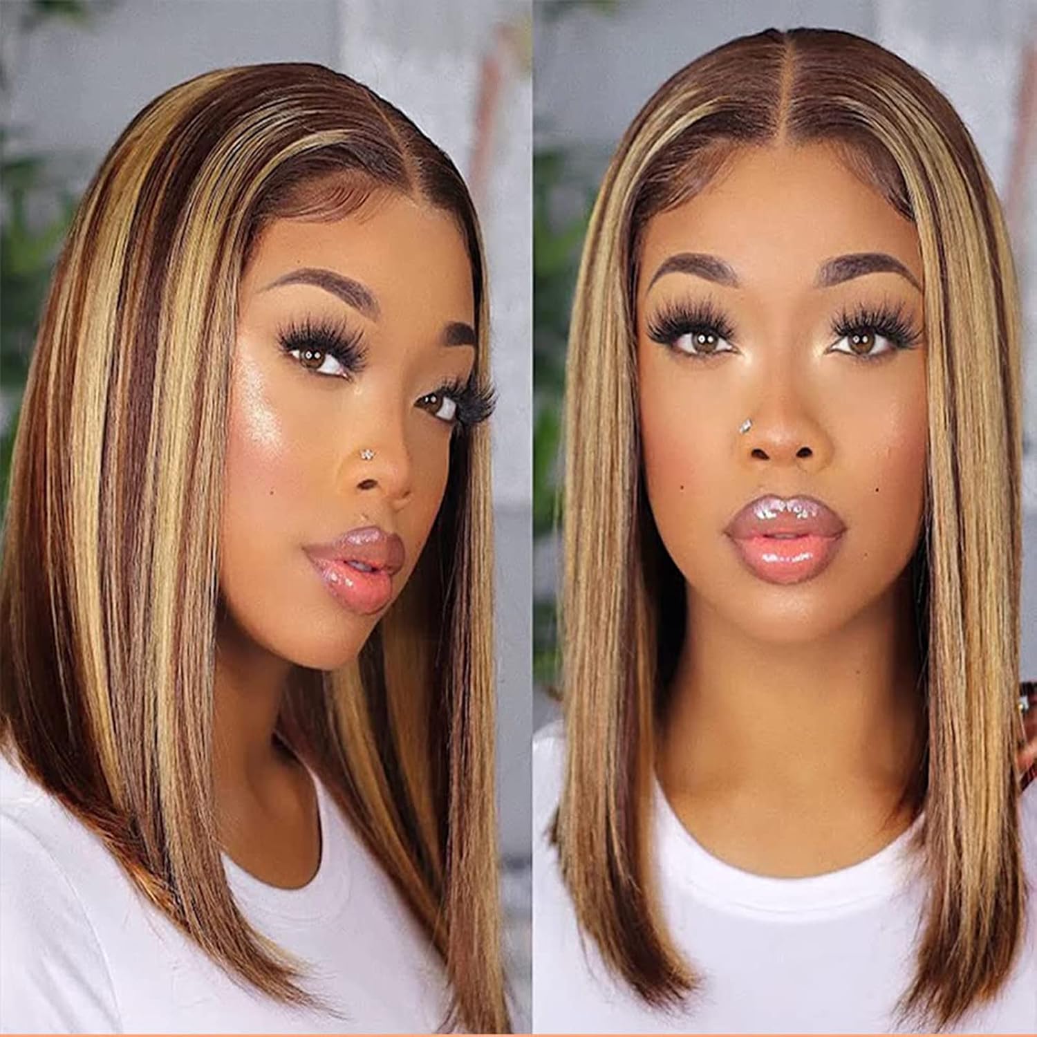 Amazon.com : Luxangeles Glueless Ombre Highlight Bob Wig Human Hair ...
