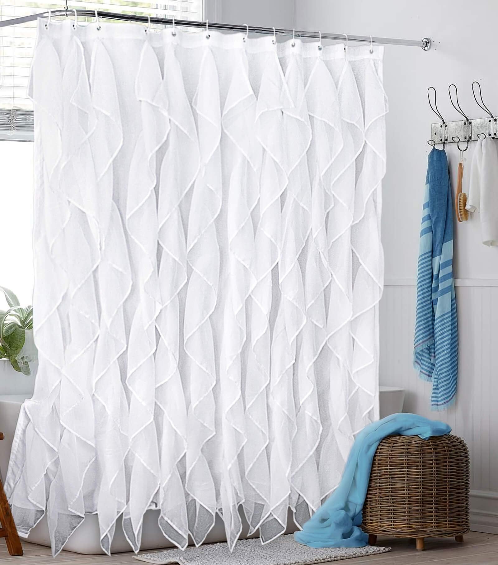 Amazon.com: Golden Linens Crushed Voile Sheer Gypsy Ruffle Window ...