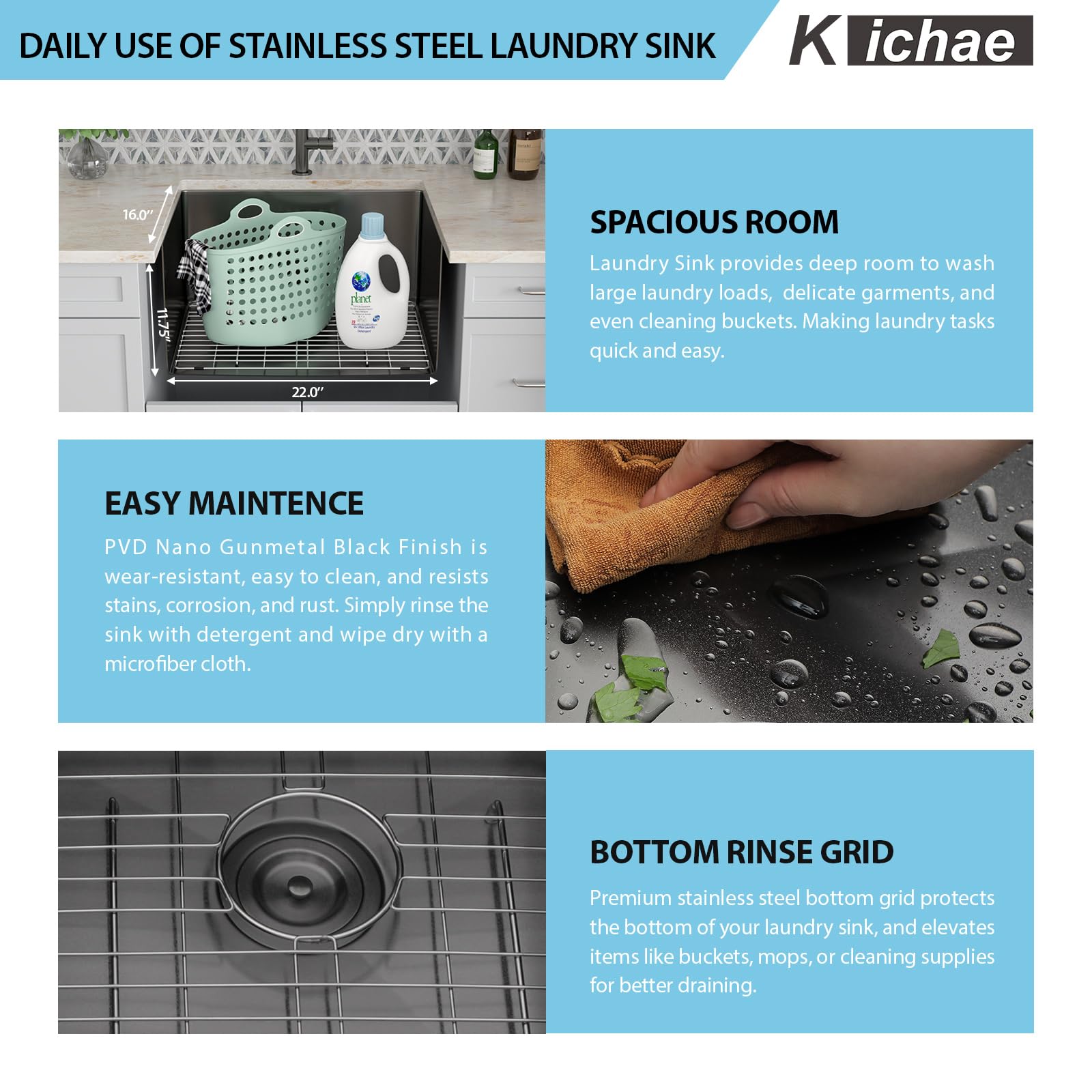 Snapklik.com : 12 Deep Laundry Sink Undermount - 24 Inch Black ...