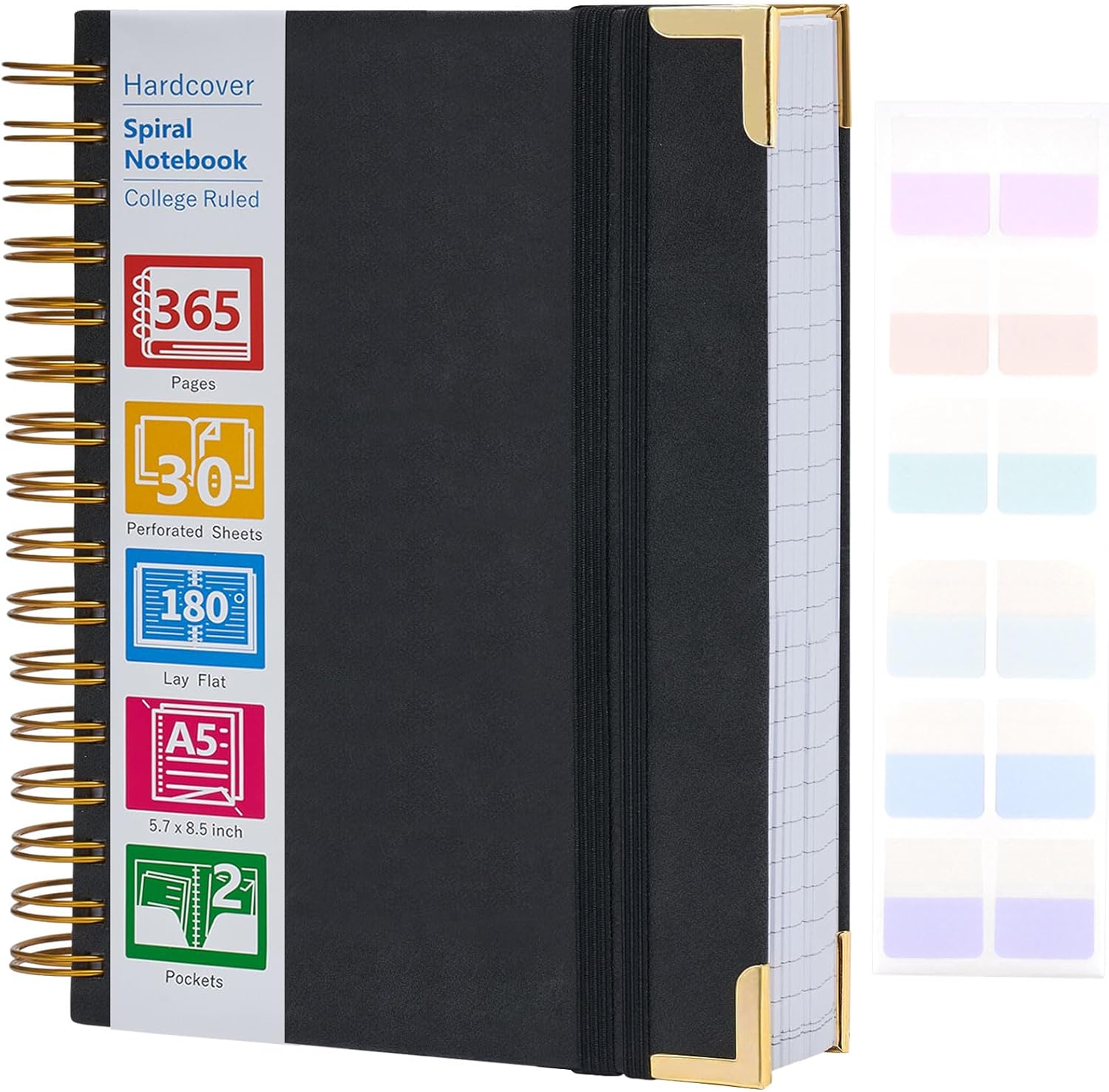 Amazon.com : Spiral Notebook, 365 Page Hardcover Leather Notebook ...