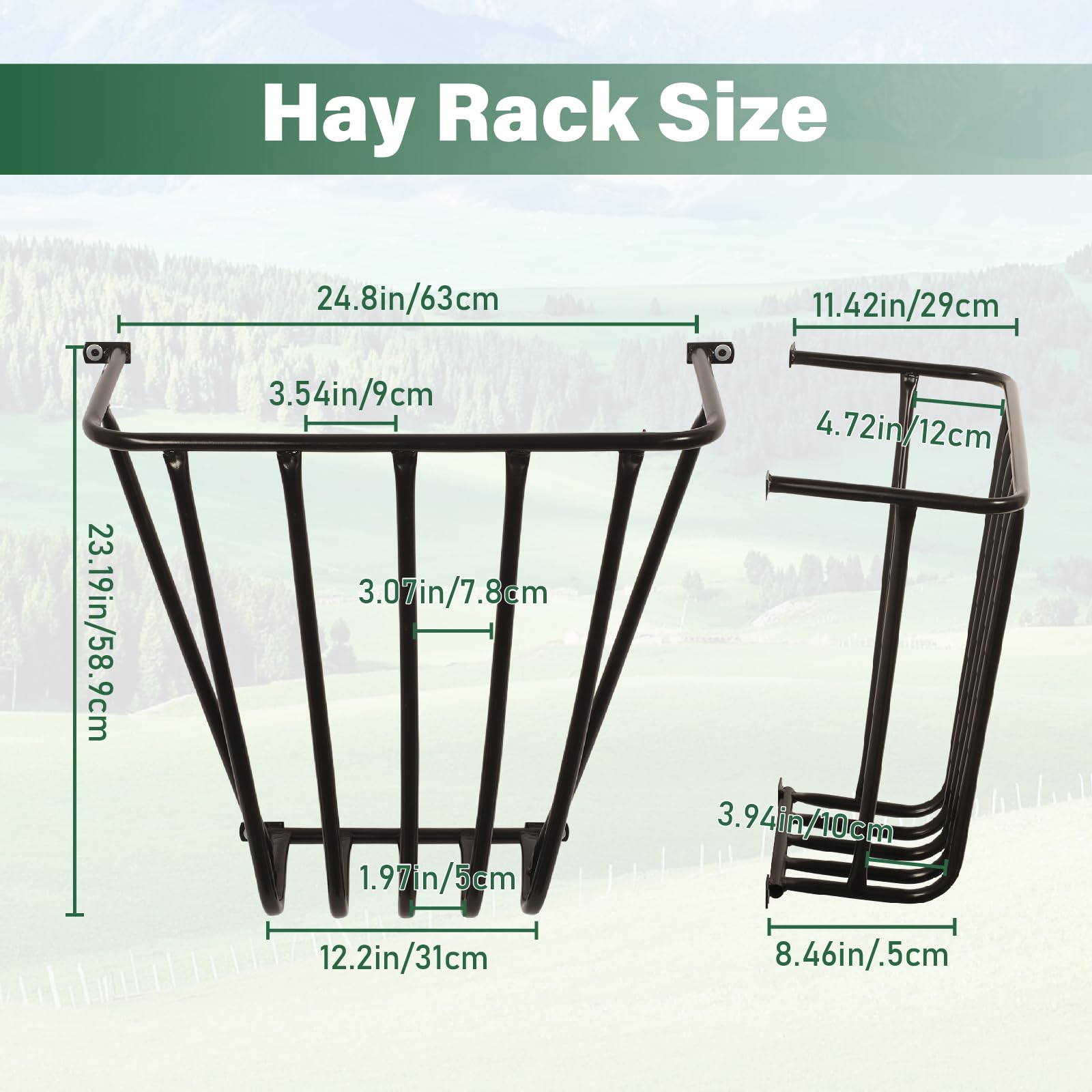 Nisorpa Hay Rack, Hay Feeder Rack for Horses Goats Sheep Wall Mounted ...