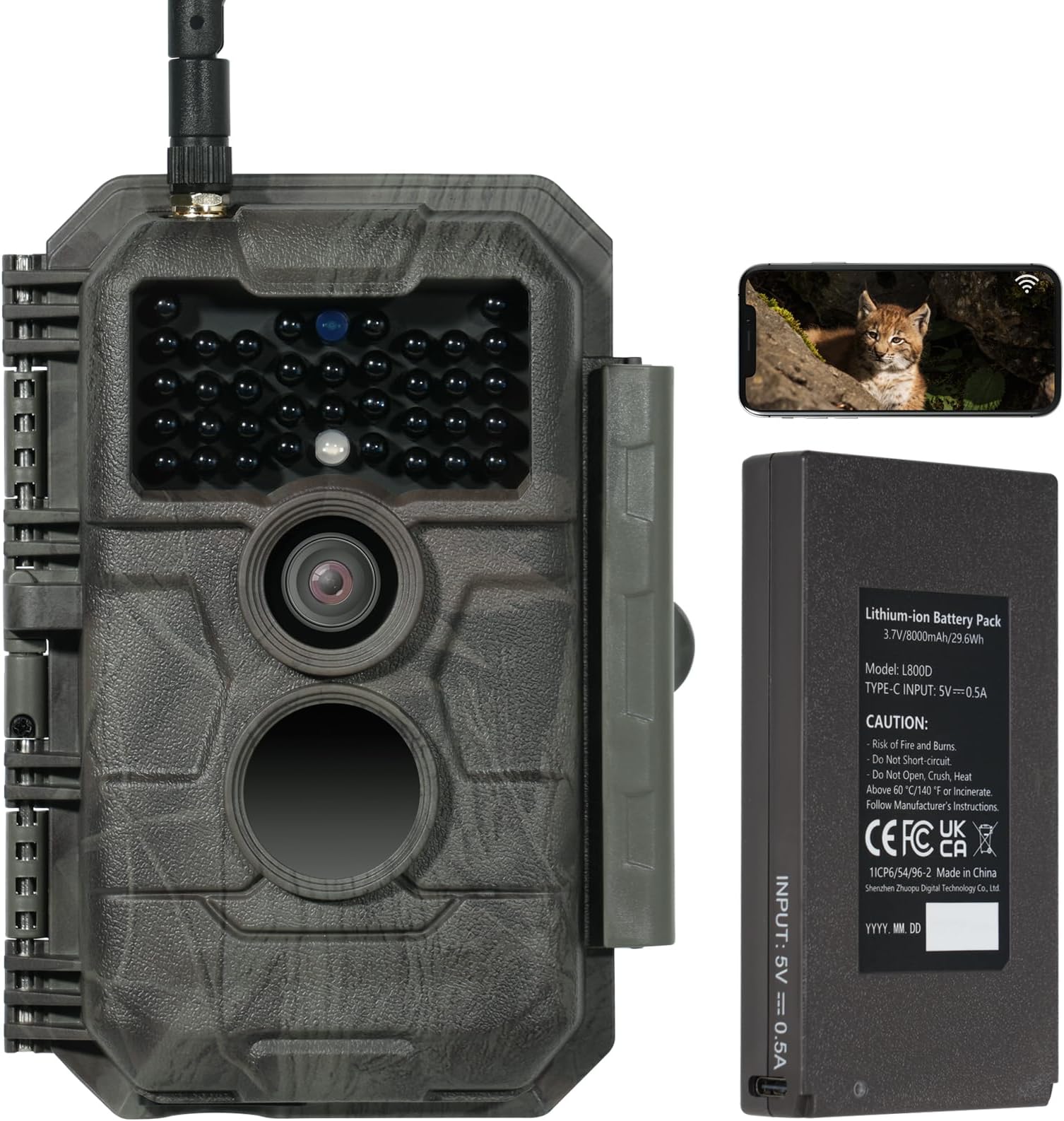 Meidase P100P Wildkamera WLAN mit App 48MP H.264 1296P ...