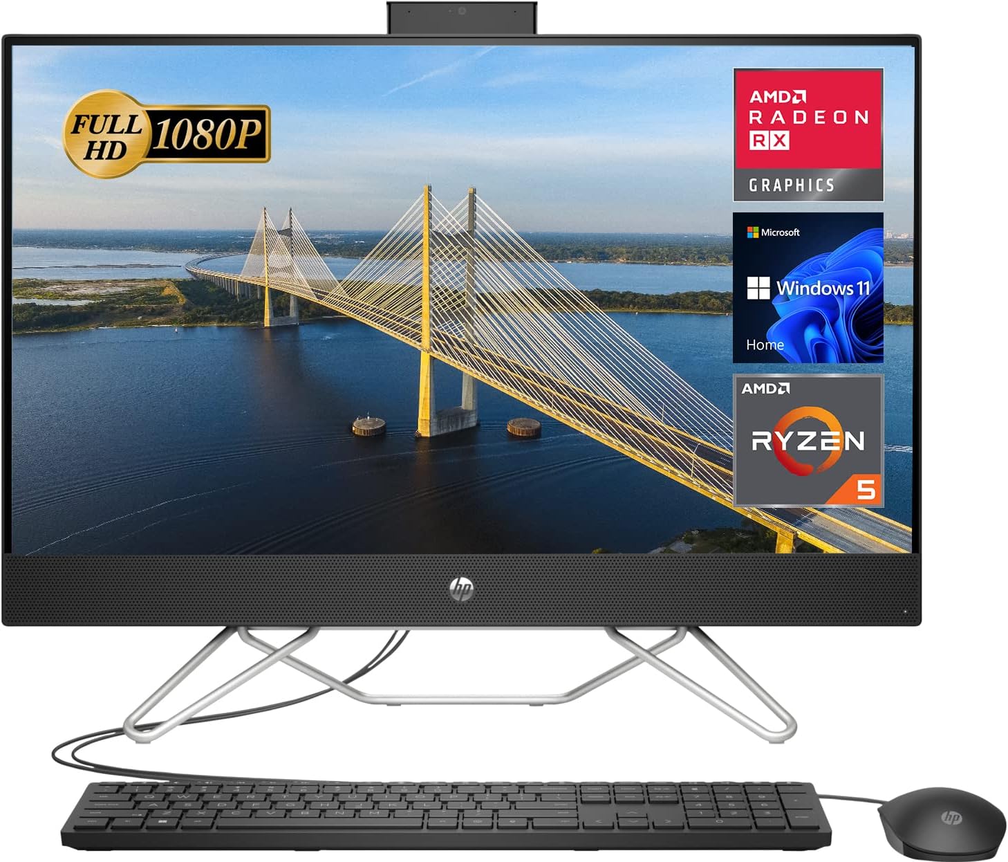 Amazon.com: HP 2022 All-in-One Desktop, 27" FHD Display, AMD Ryzen 5 ...