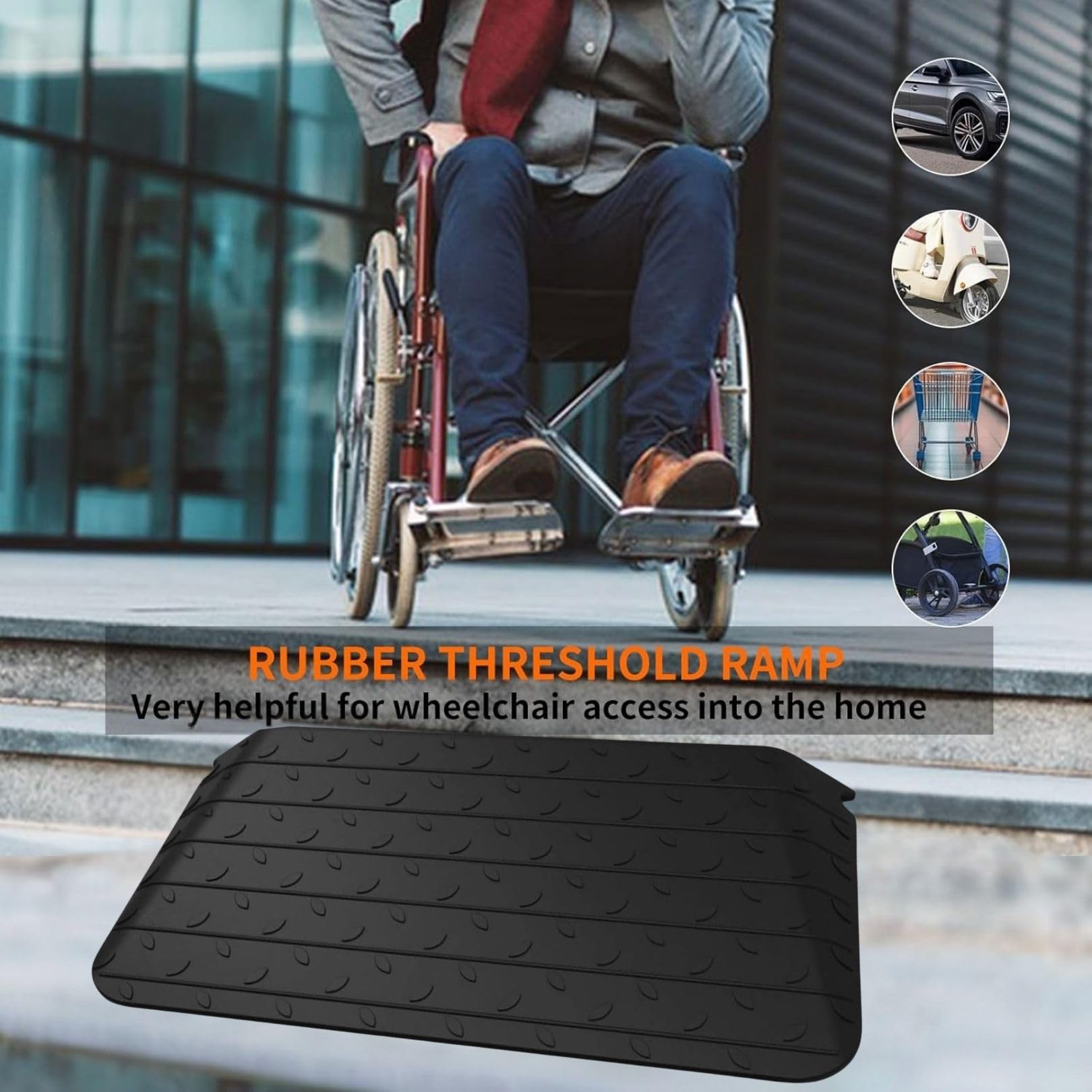 Snapklik.com : 3.5" Rise Threshold Ramp Anti-Slip Wheelchair Ramp ...