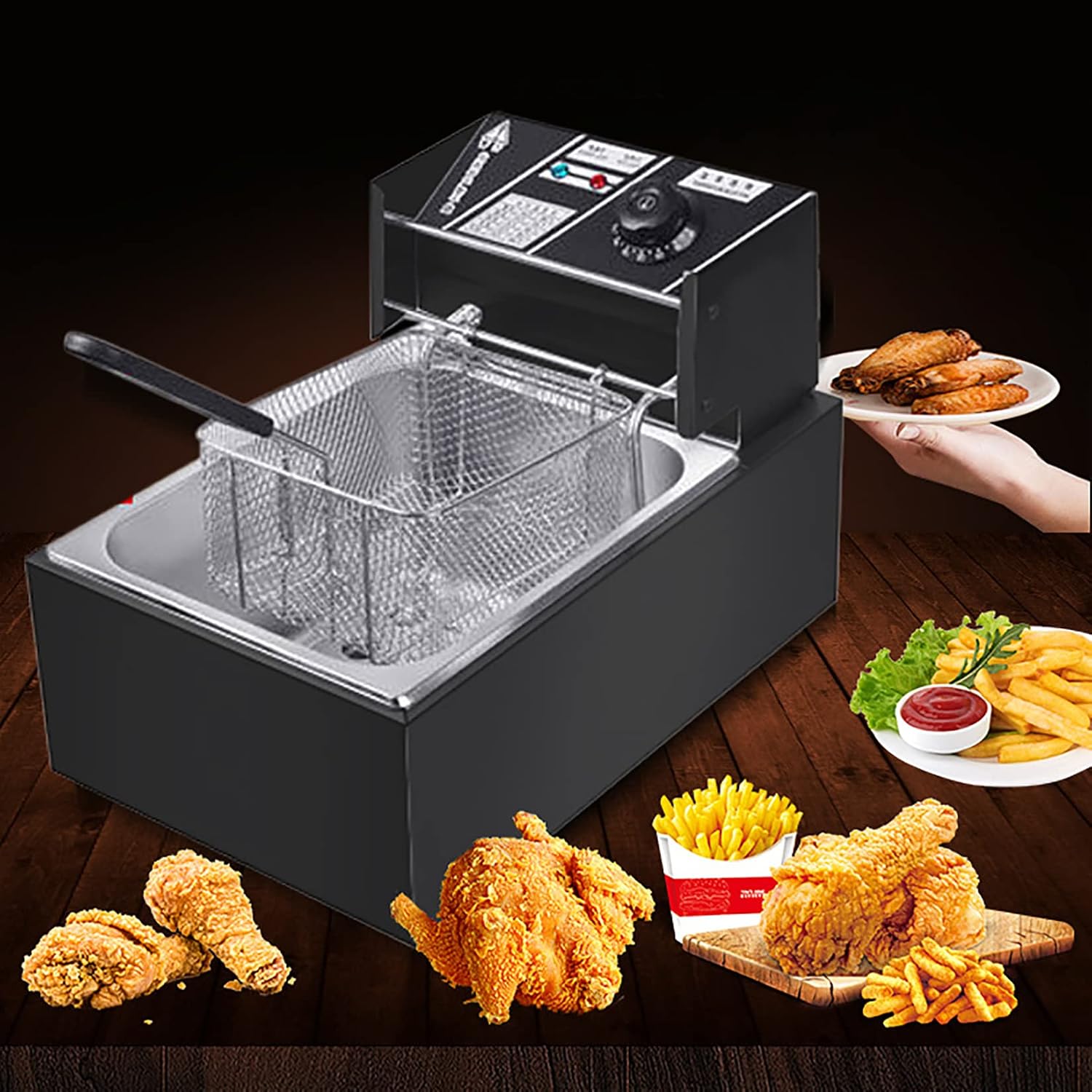 Amazon.co.jp: Tabletop Electric Fryer, Stainless Steel, Commercial ...
