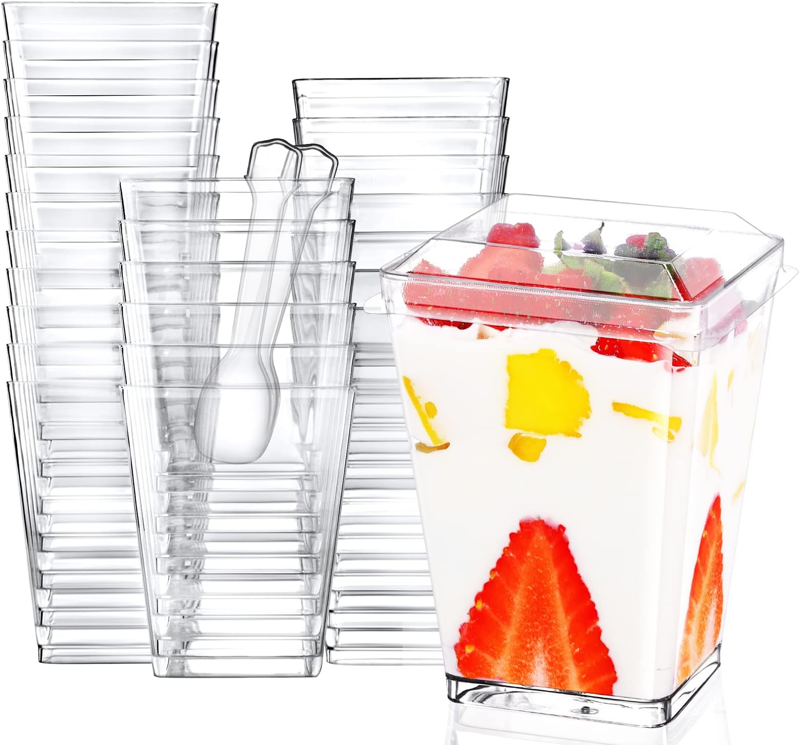 Amazon.com | NEEBAKE 110 Sets 5oz Plastic Dessert Cups with Lids ...