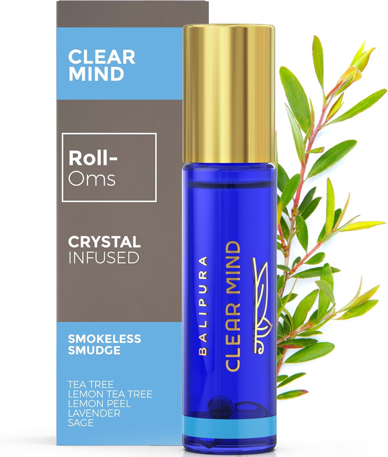 BALIPURA - Clear Mind (Space Clearing) Natural Crystal Roller Ball with ...