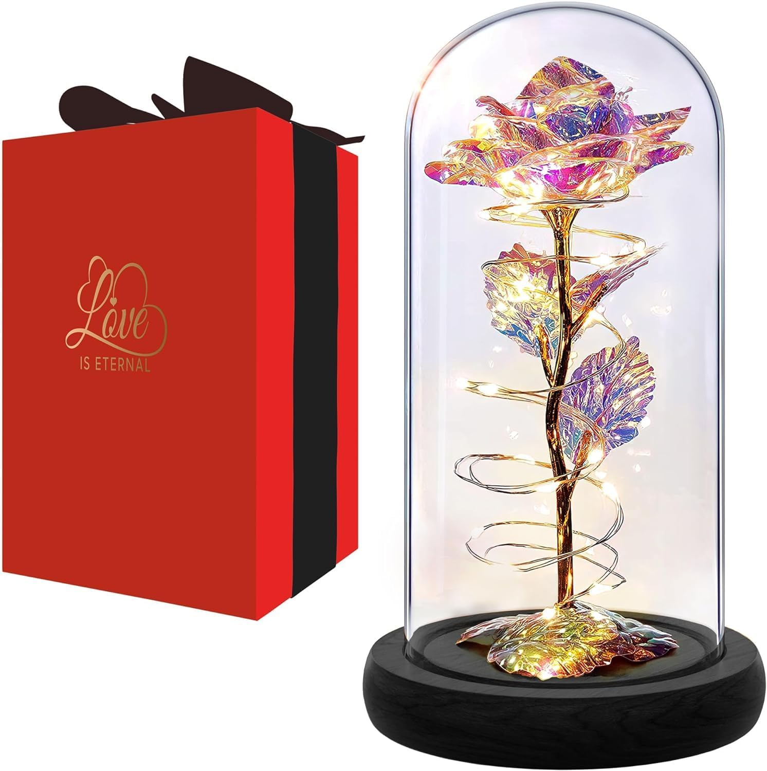 Amazon.com: Beauty and The Beast Rose Decor in a Glass and Galaxy Rose ...