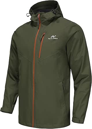 NORDIC OUTLAND Mens Lightweight Hooded Waterproof Rain Jacket ...
