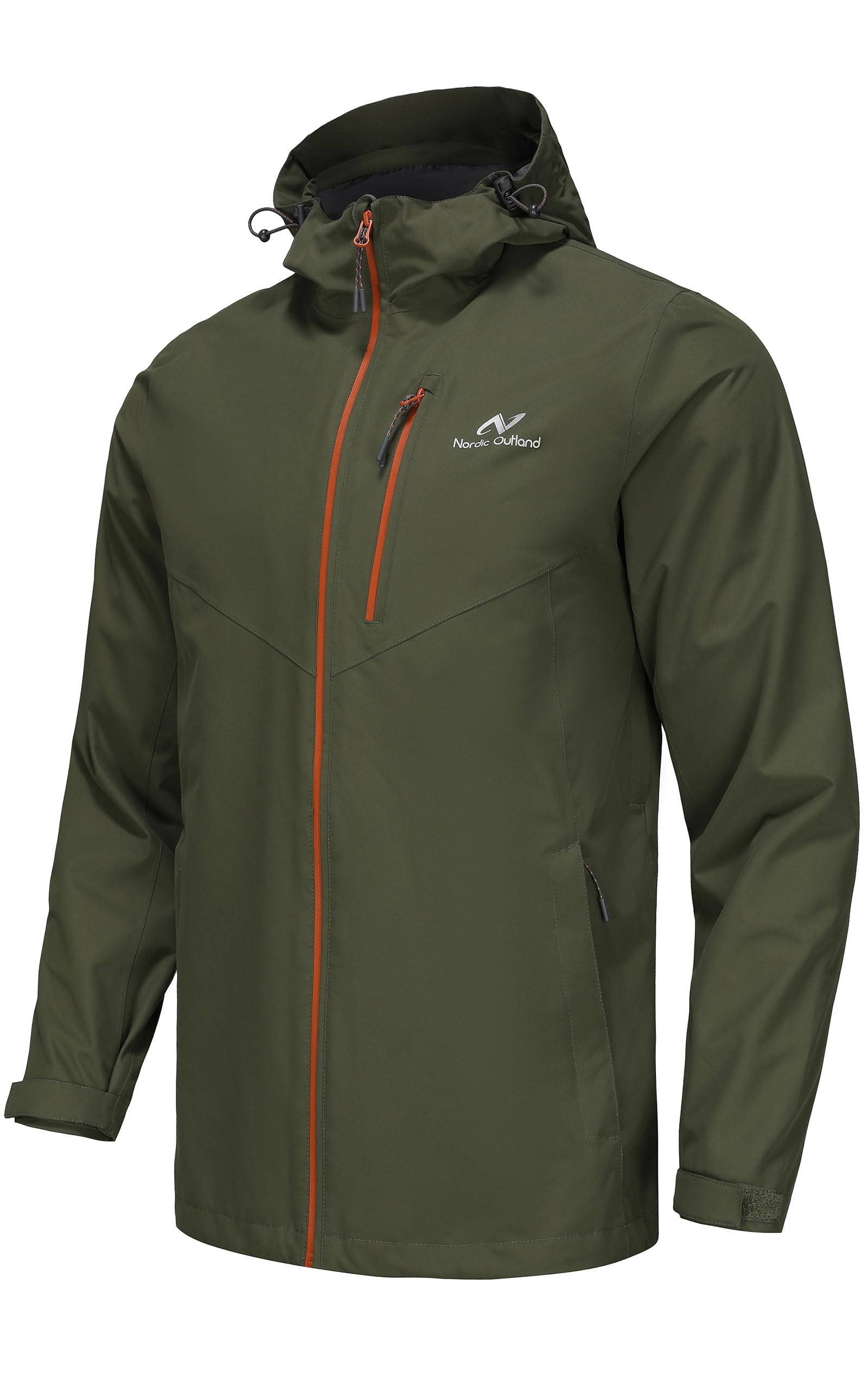NORDIC OUTLAND Mens Lightweight Hooded Waterproof Rain Jacket ...