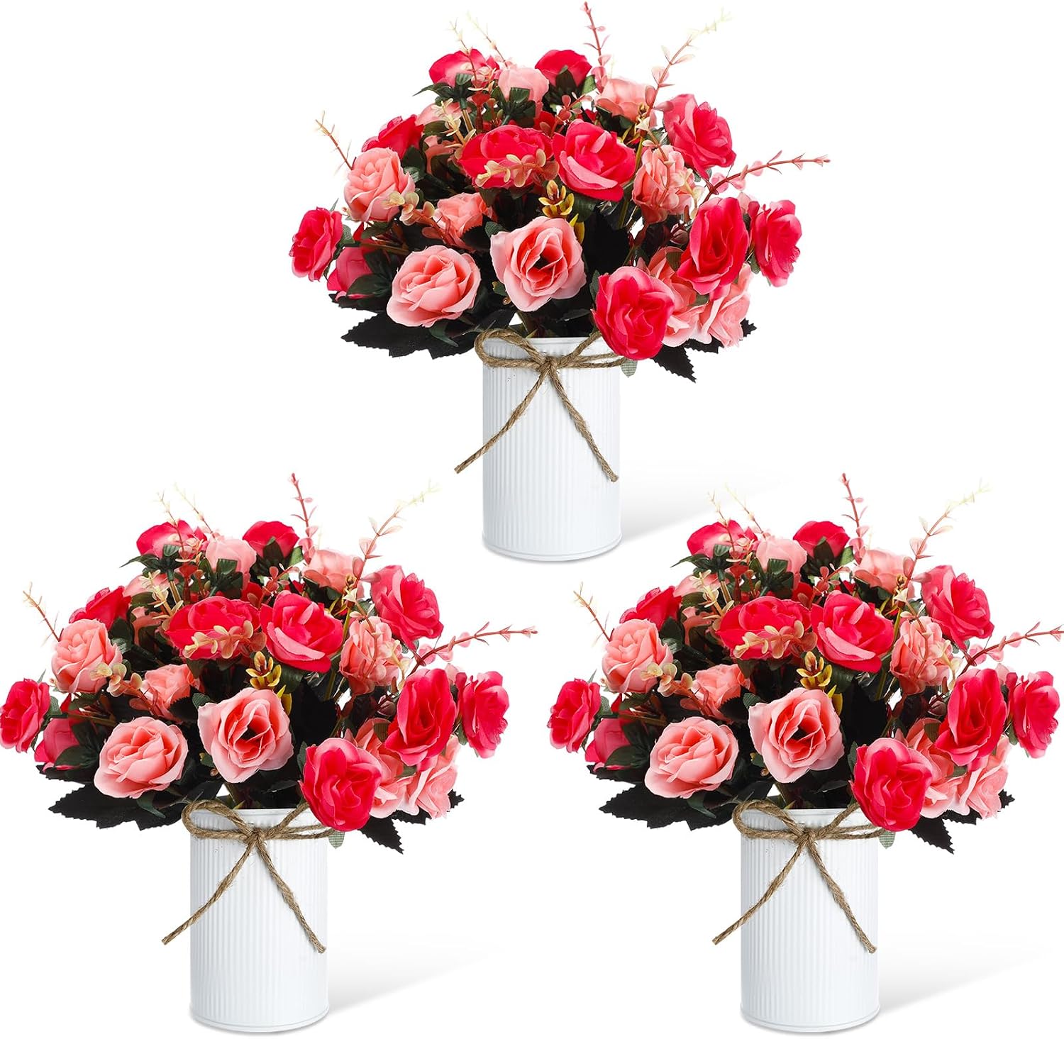 Amazon.com: Domensi 3 Sets Wedding Table Centerpiece Artificial Roses ...