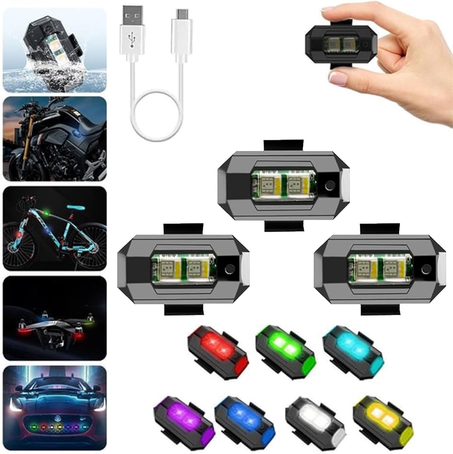 Amazon.com: KCRPM LED Anti-Collision Lights 7 Colors USB Rechargeable ...