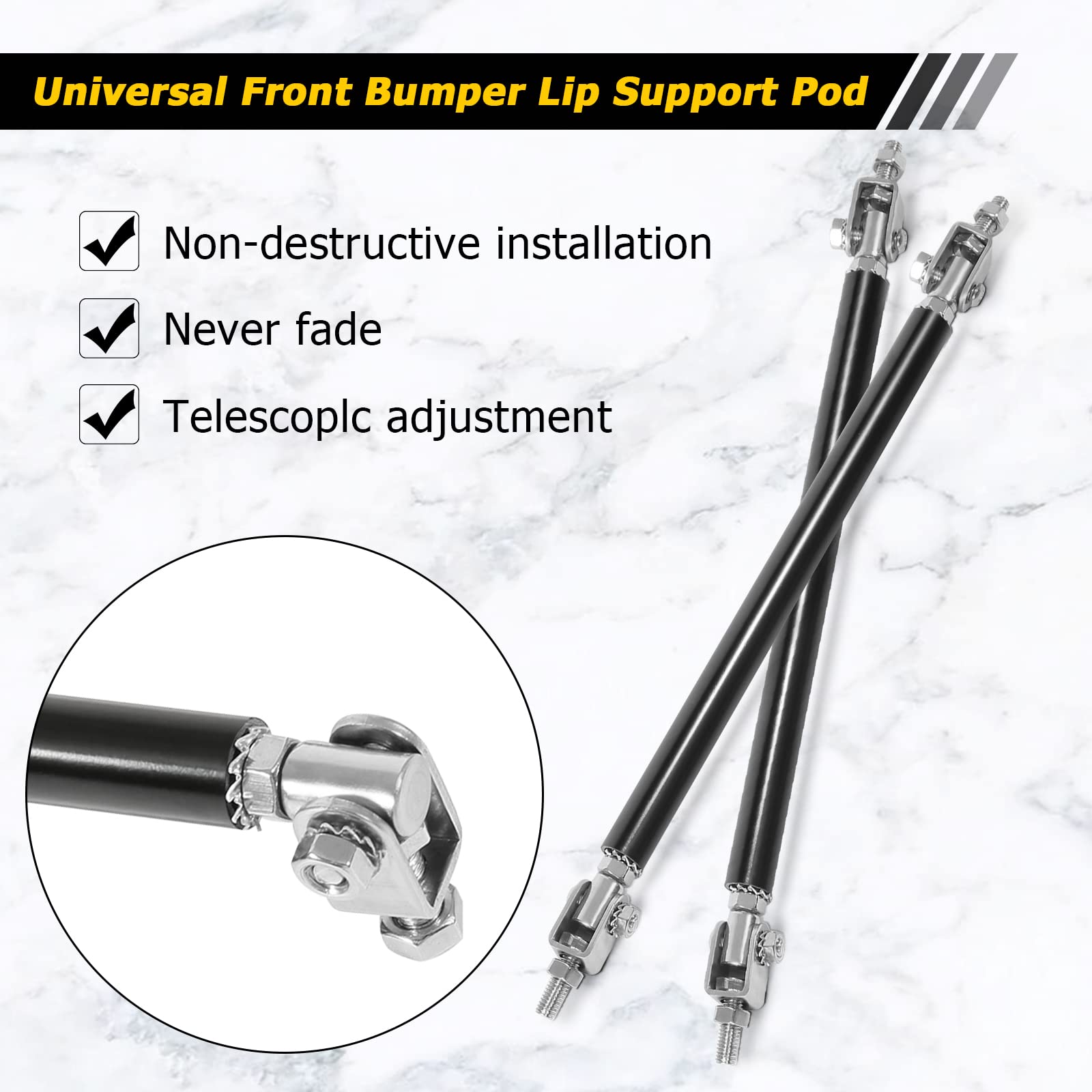 Snapklik.com : Adjustable Splitter Strut Rods, Black 6"- 9" Front ...