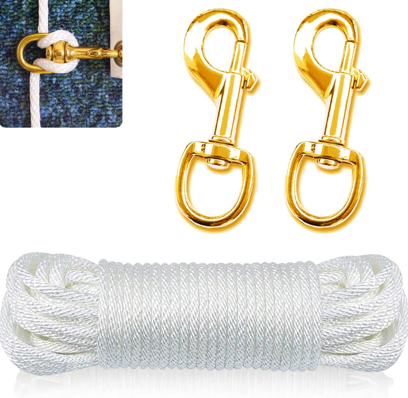 Amazon.com : Huouo 50 FT Flagpole Halyard Rope + 2 Pcs 3.5" Flag Swivel ...