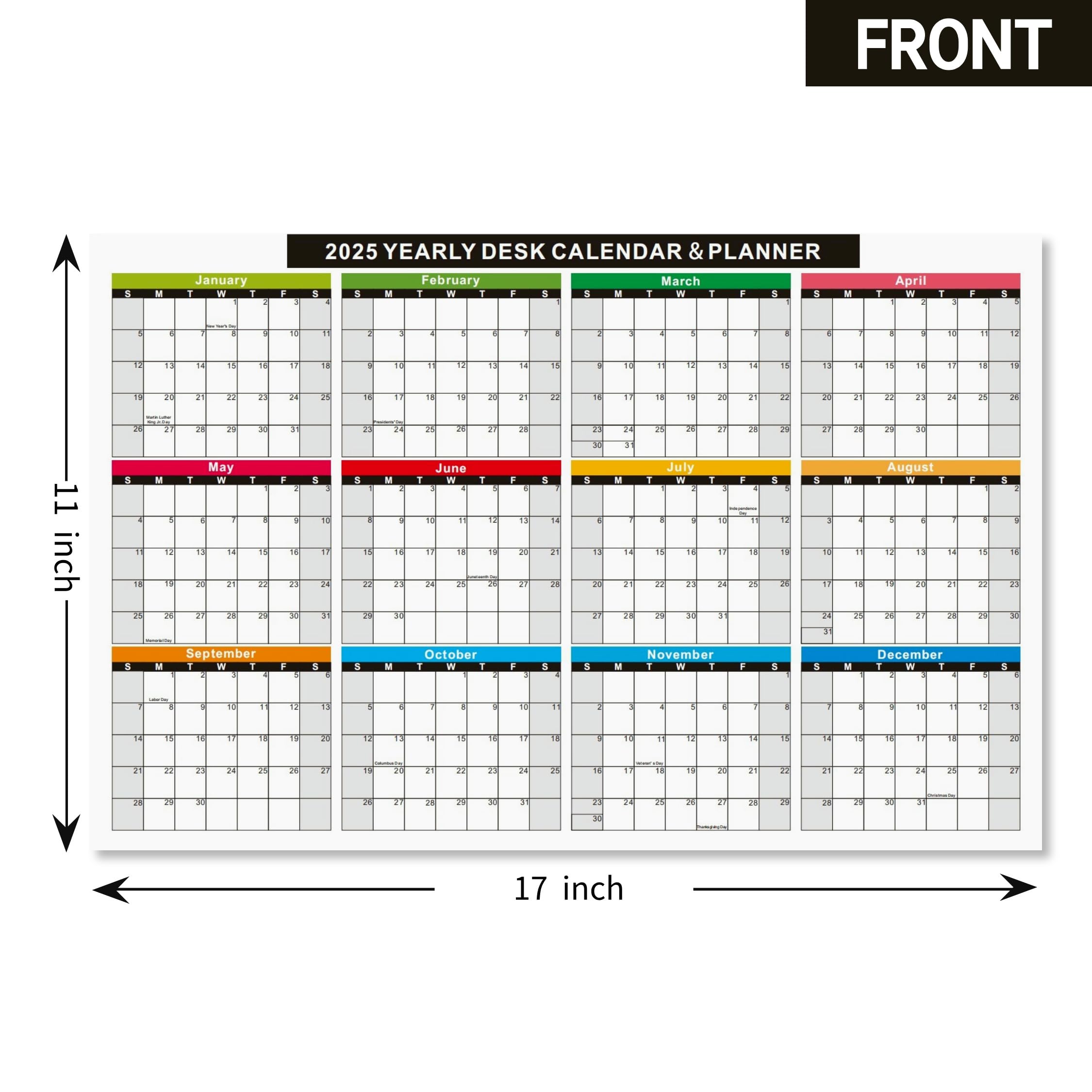 Snapklik.com : 2025 Full Desk Calendar - 11 X 17 Incheswall Calendar 12 ...