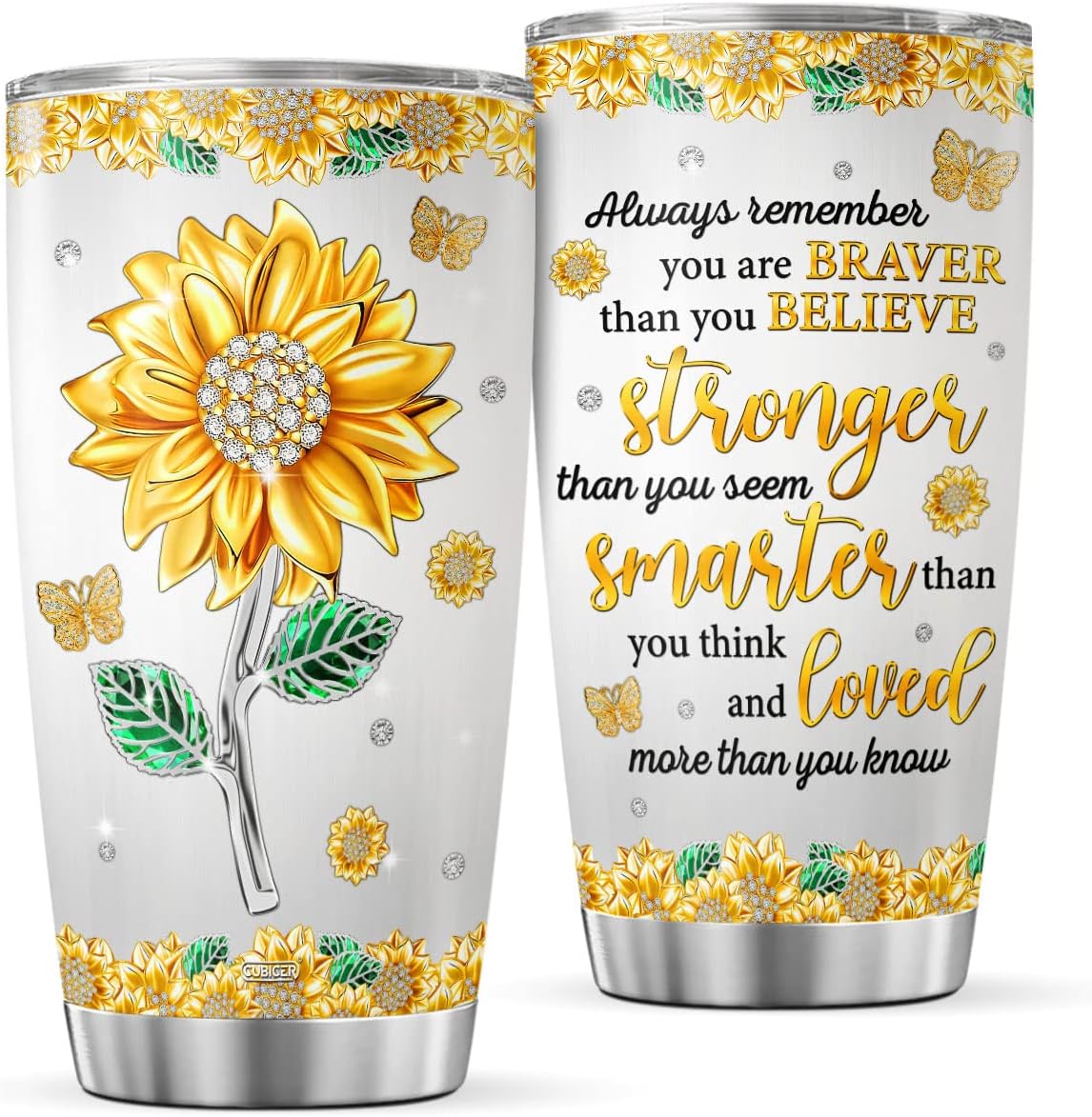 Amazon.com | SANDJEST Personalized Sunflower Tumbler Stainless Steel ...