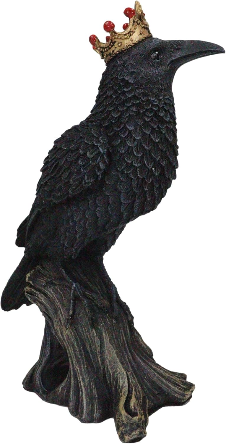 Amazon.com: Ebros Gift Royal Crowned Raven King Perching On Tree Stump ...