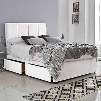ComfoRest Small Double Bed with Mattress & 2 Drawers - 4FT - (White ...