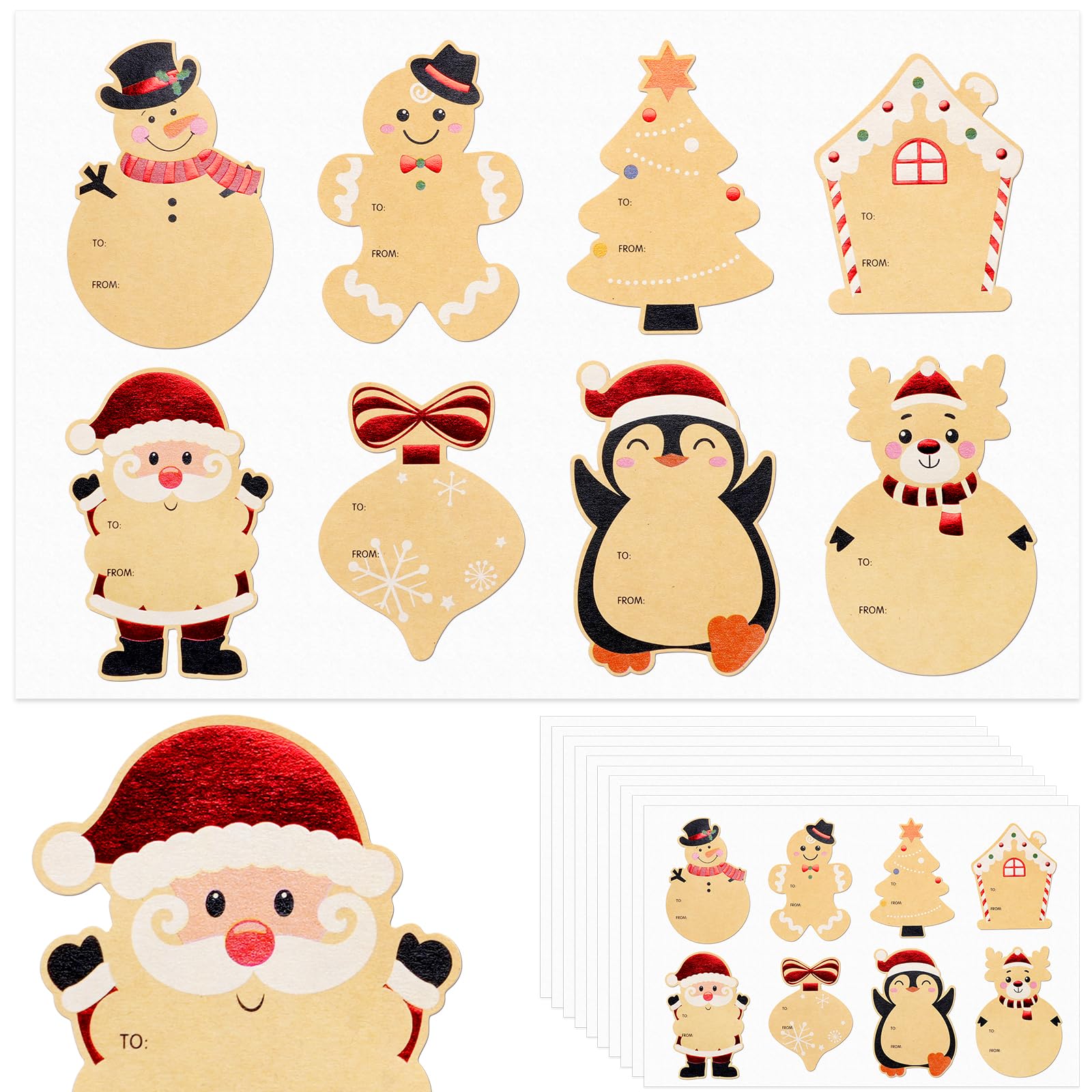 Amazon.com: 160PCS Large Christmas Gift Tags Stickers, Self-Adhesive ...
