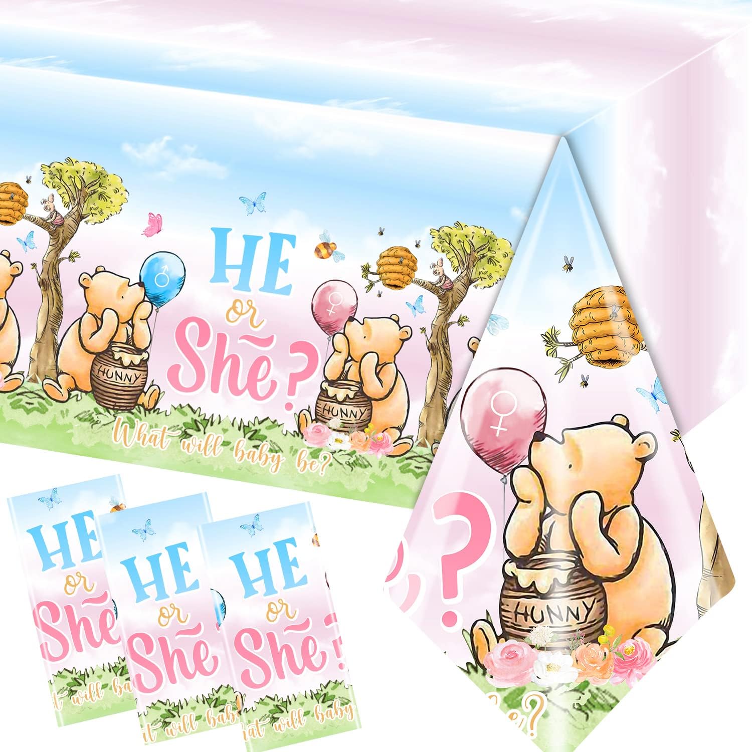 Amazon.com: 3 Pieces Gender Reveal Tablecloth Boots or Bows Gender ...
