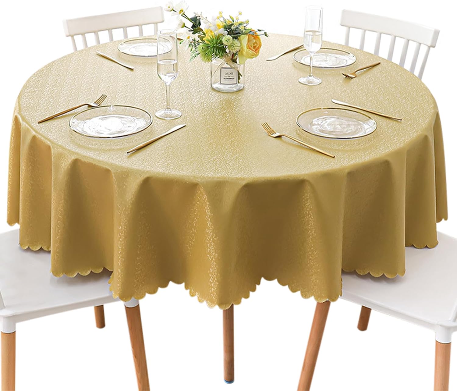Amazon.com: Jeloris Round Waterproof Vinyl Tablecloth, Stain Resistant ...