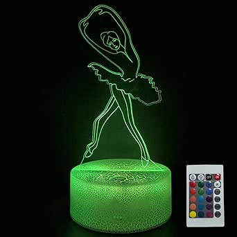 JOCHUI 3D Ballerina Night Light, Ballet Girl Illusion Table Lamp with ...