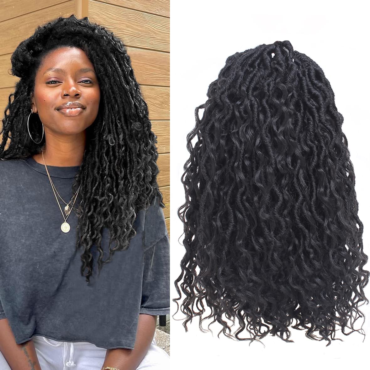 Buy Beverlee 14 Inch Goddess Locs Crochet Hair 8 Pcak Boho Faux Locs ...