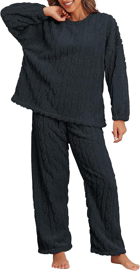 BAJAOEY Pajamas for Women Sets Soft Comfy Fluffy Pajama Fleece Pullover ...