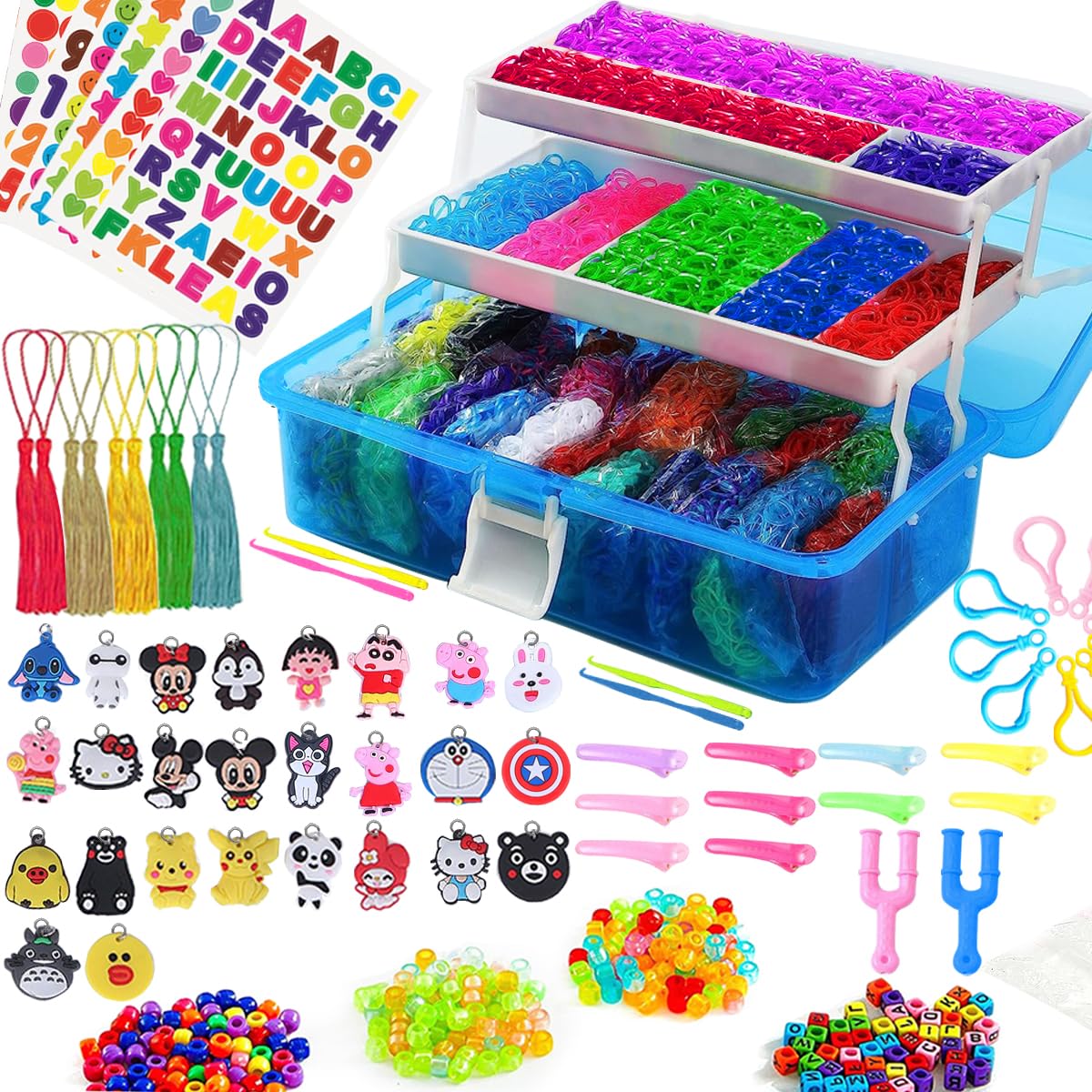 Amazon.com: AYSUM Bracelet Making Refill Kit with 3 Layer Blue Plastic ...