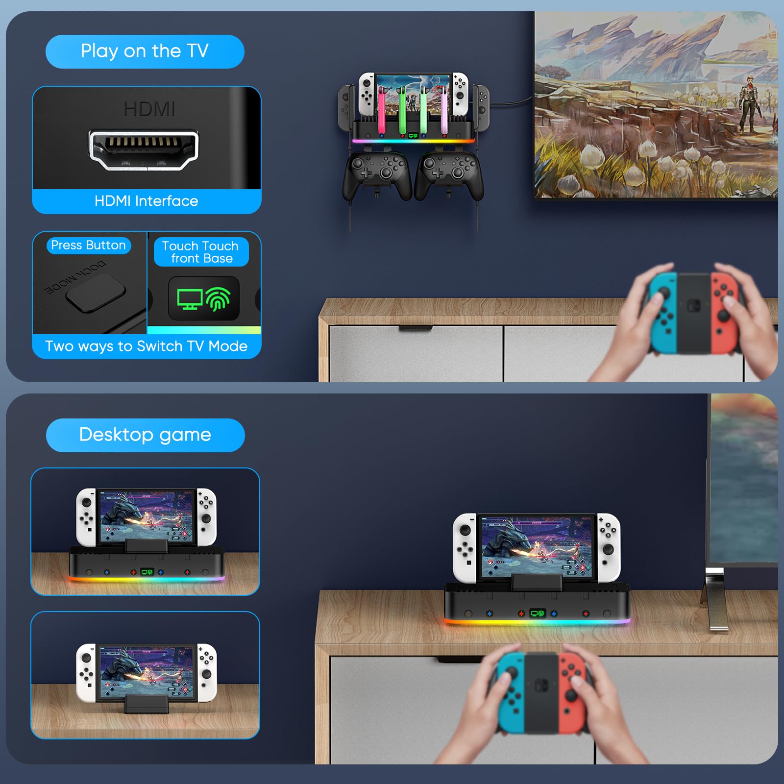 Snapklik.com : FASTSNAIL RGB Switch Wall Mount For Joy-Con Charger ...