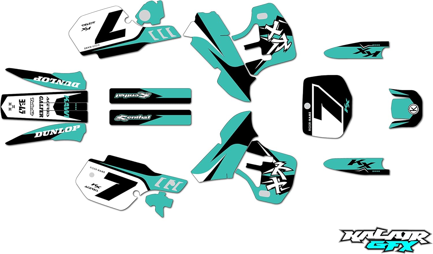 Amazon.com: Kalair GFX Graphics Kit for Kawasaki KX500 (1999-2004 ...