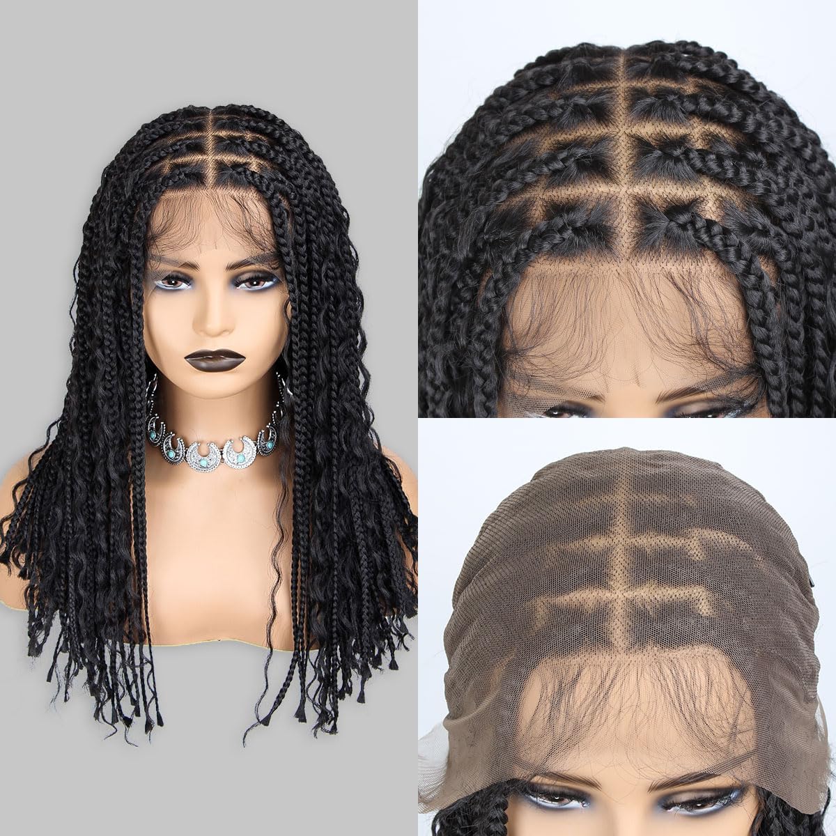 Amazon.com : quickwig Full Lace Braided Wig with Baby Hair Lace Front ...