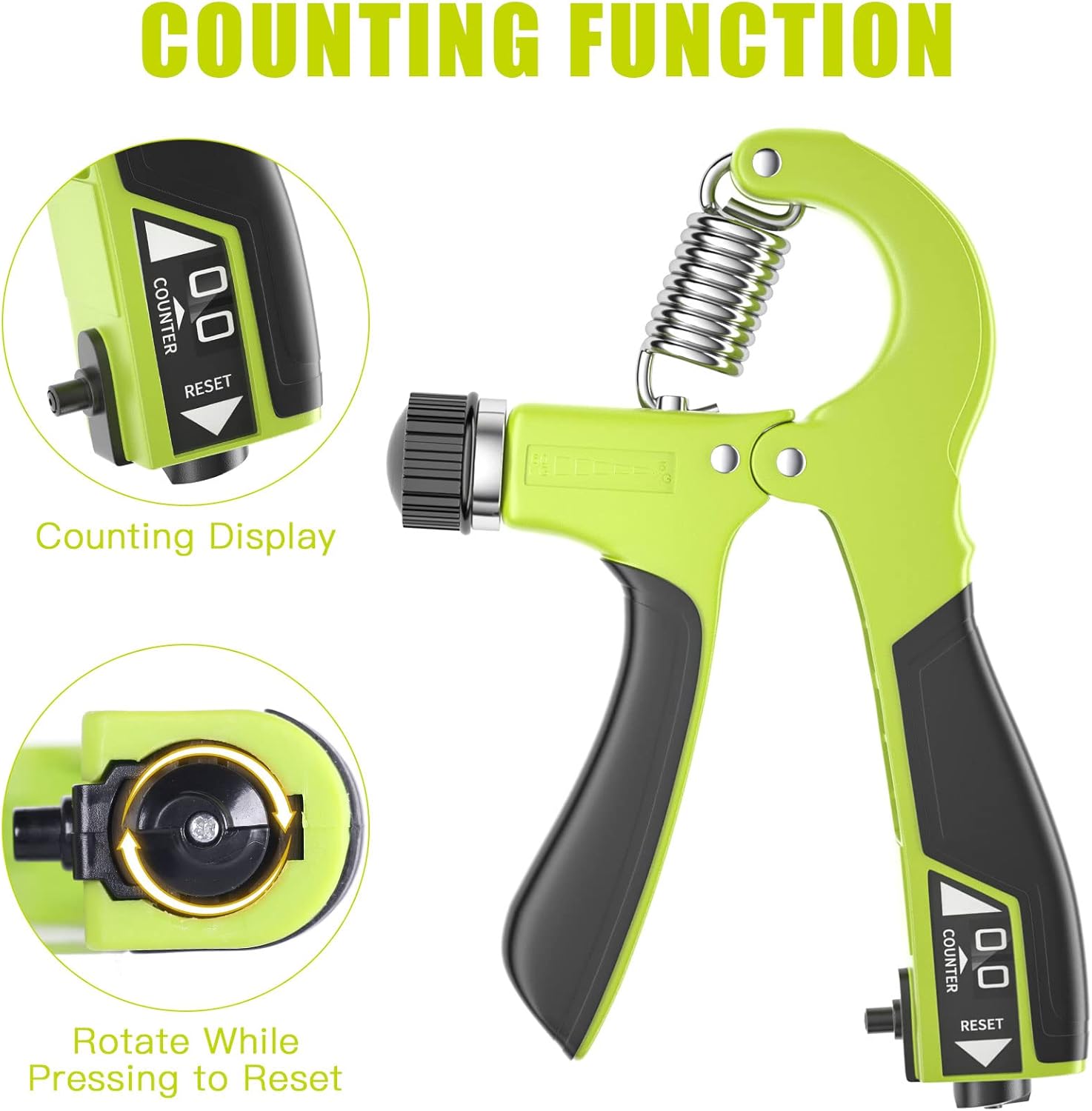 CHICLEW Counting Hand Grip Strengthener Forearm Trainer Set, 5-60kg ...