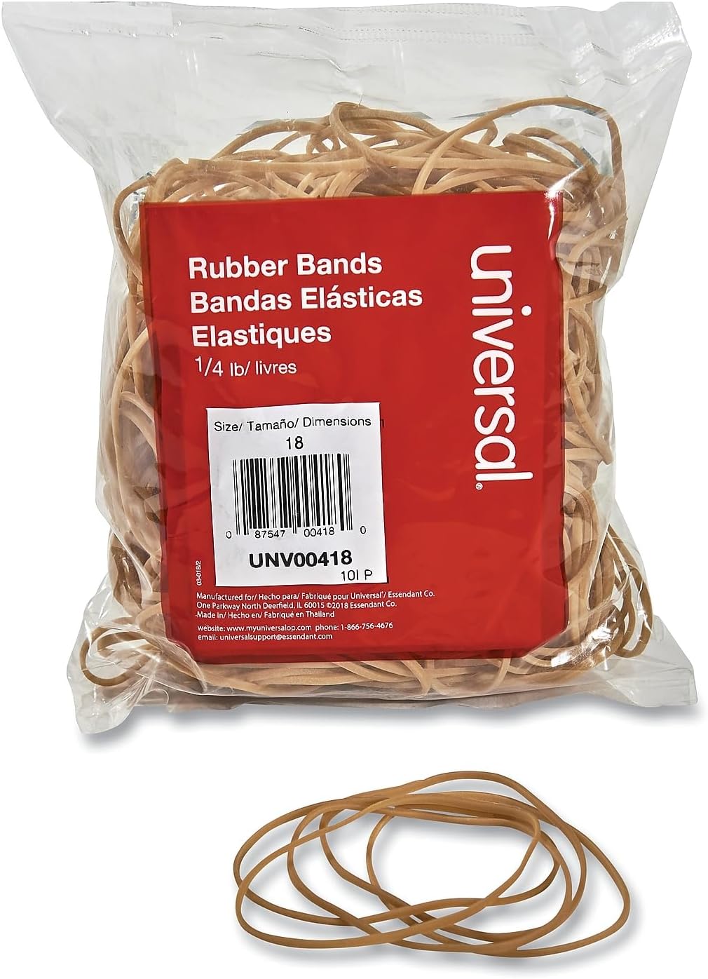 Amazon.com : Universal 00418 Rubber Bands, Size 18, 3 x 1/16, 400 Bands ...