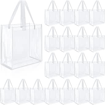 Amazon.com: 20 Pack 12x12x6 Inch Clear Tote Bag Stadium Approved Bulk ...