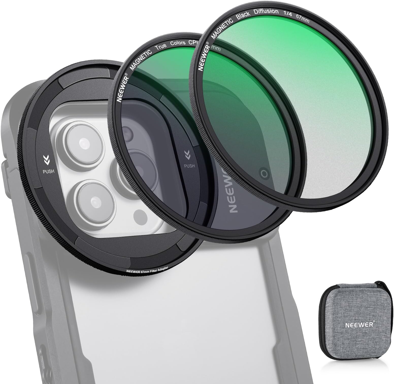 Amazon.com: NEEWER 67mm Magnetic Lens Filter Kit with Snap On Magnetic ...
