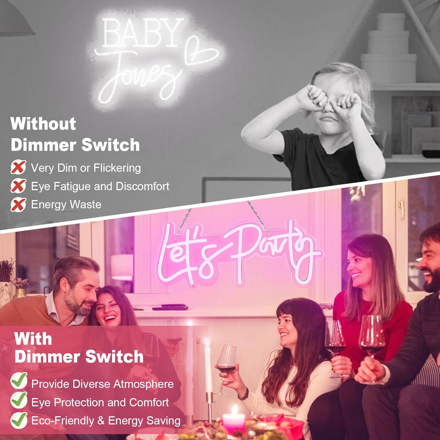 Laybasic Letrero de neón regulable de Let’s Party, letreros de neón ...