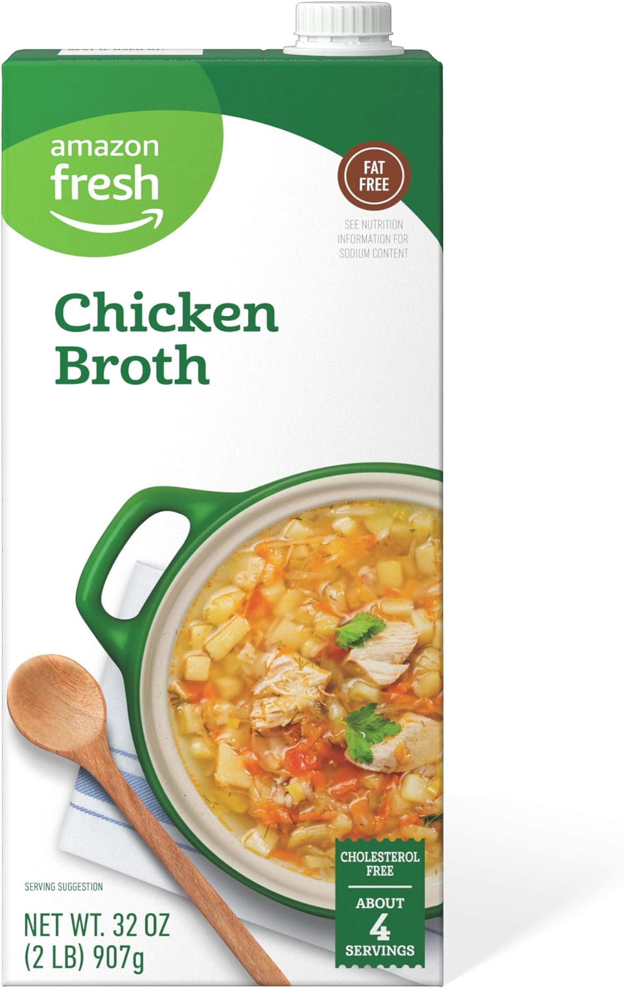 Amazon.com : Amazon Fresh, Chicken Broth, Carton, 32 Oz : Grocery ...