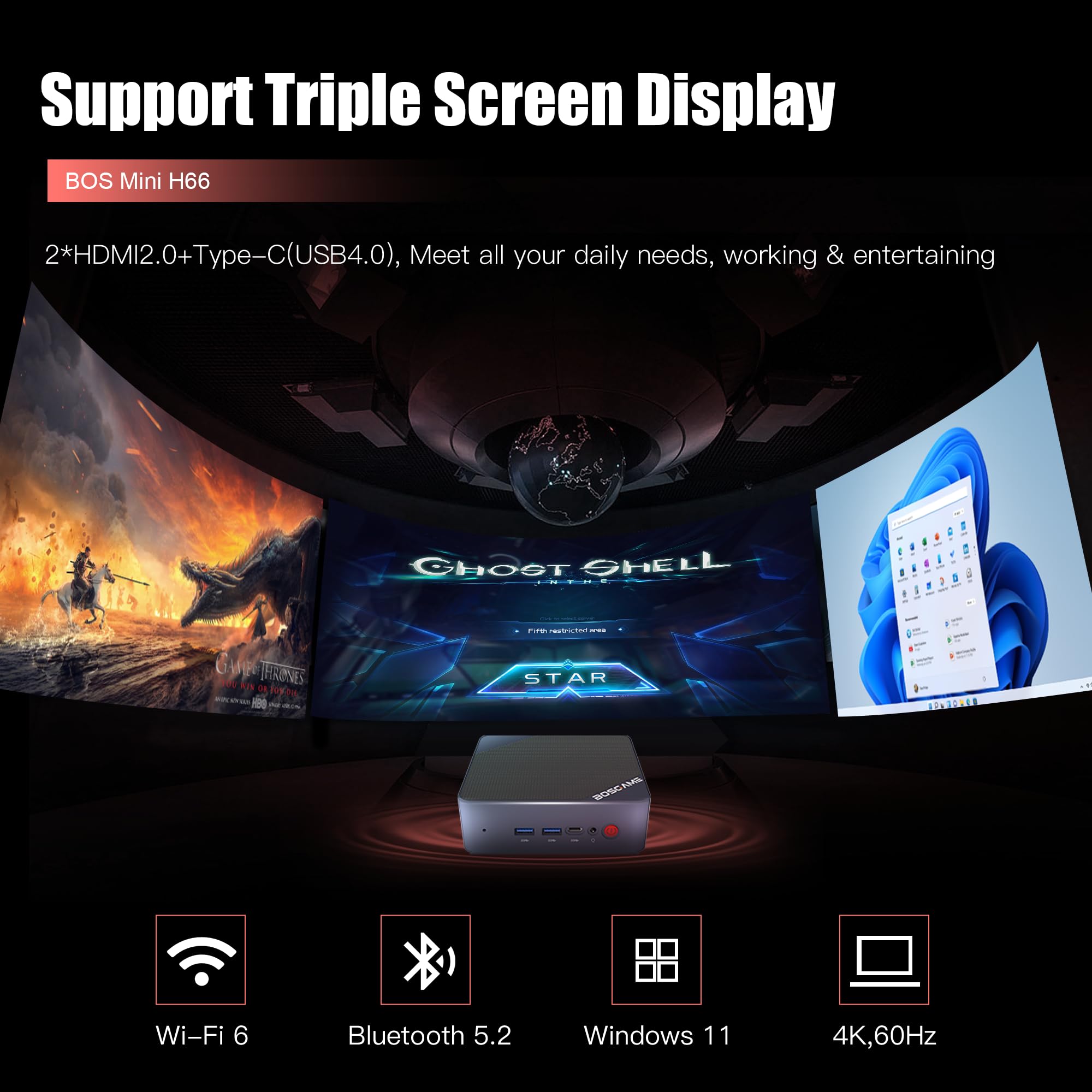 Snapklik.com : H66 Mini PC, Mini Gaming PC 6600H AMD Ryzen 5 Mini ...
