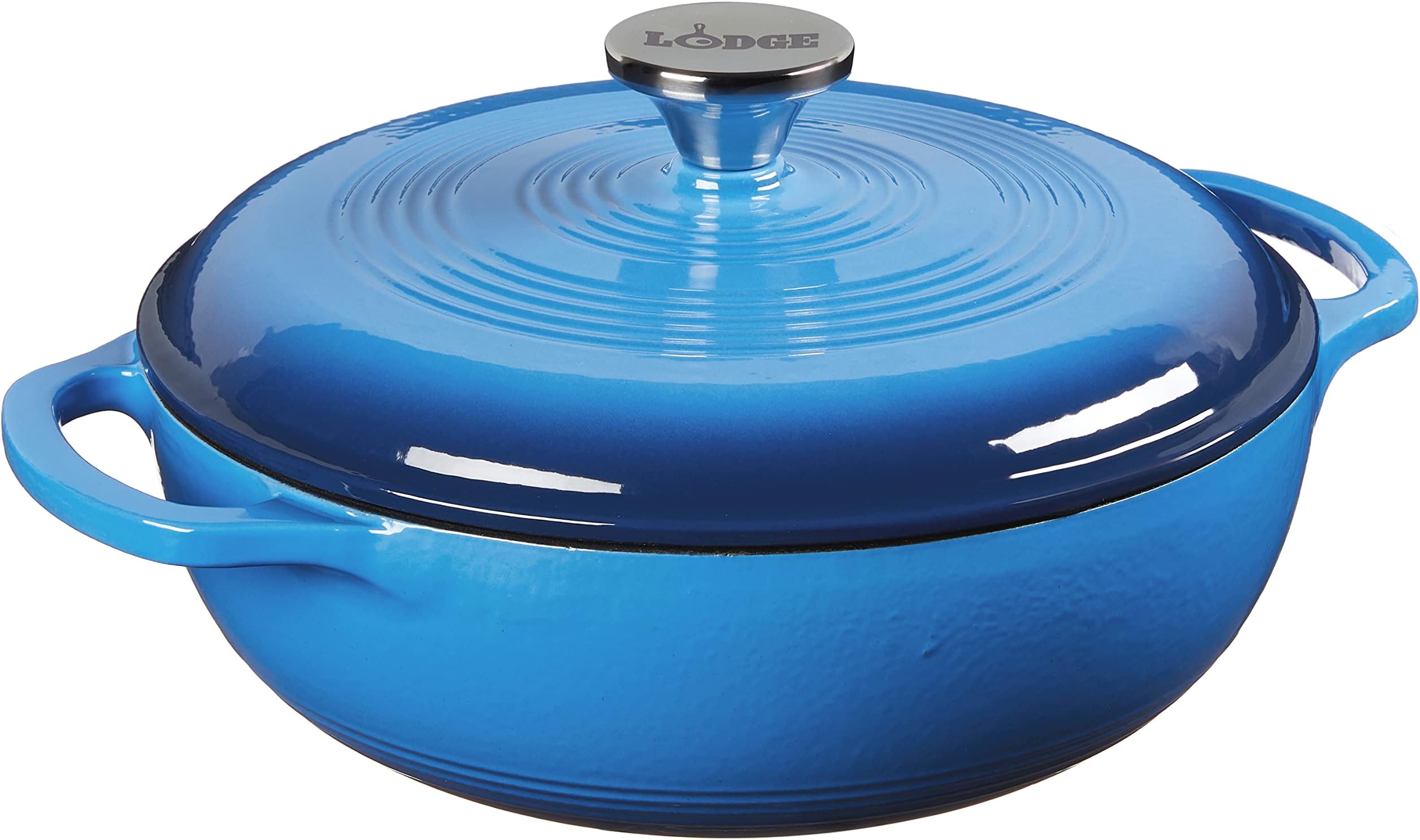 Amazon.com: Lodge 3 Quart Enameled Cast Iron Dutch Oven with Lid – Dual ...