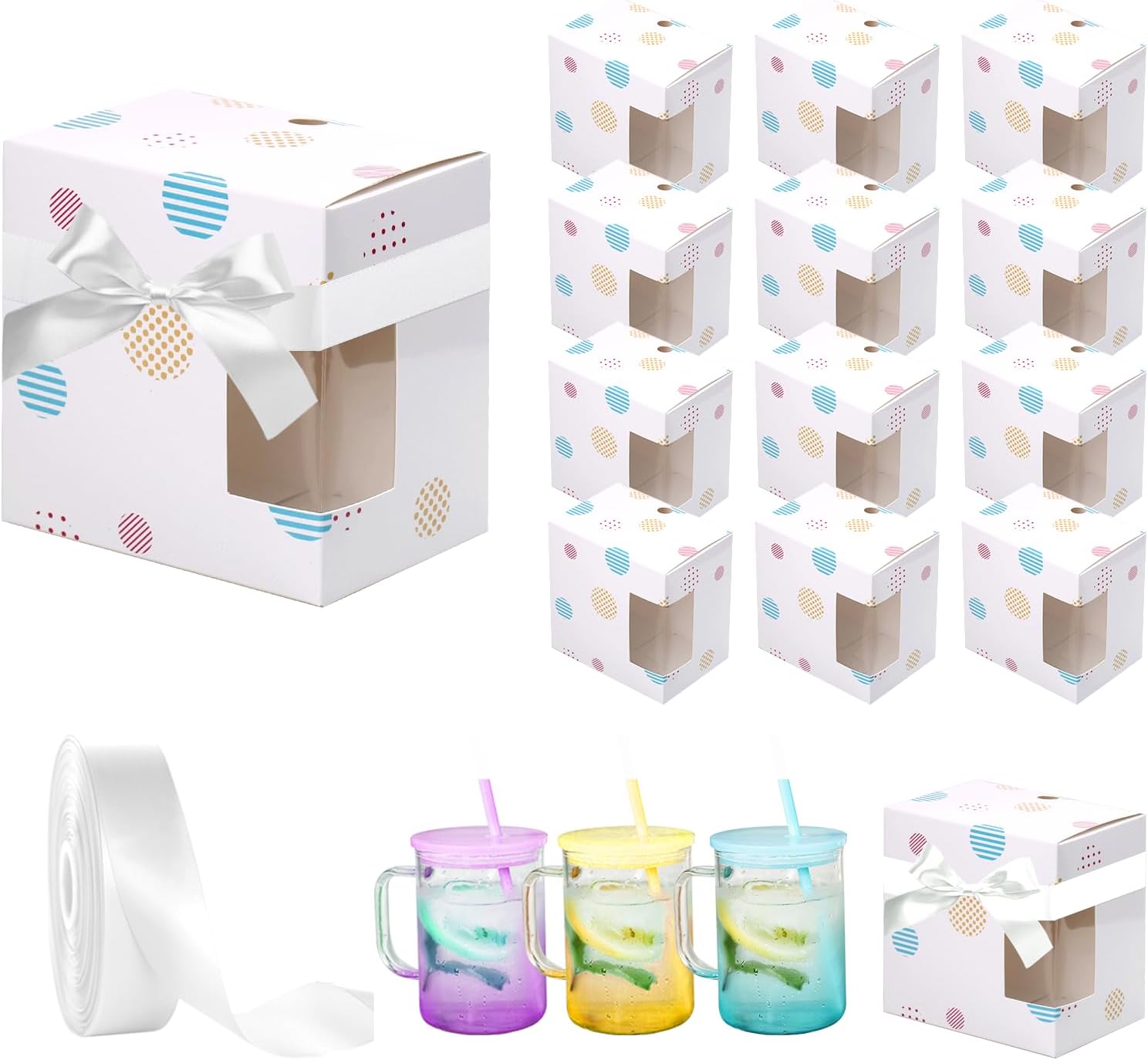 Amazon.com: 12 Cup Wraps for Glass Cups with Ribbon,Sublimation Glass ...