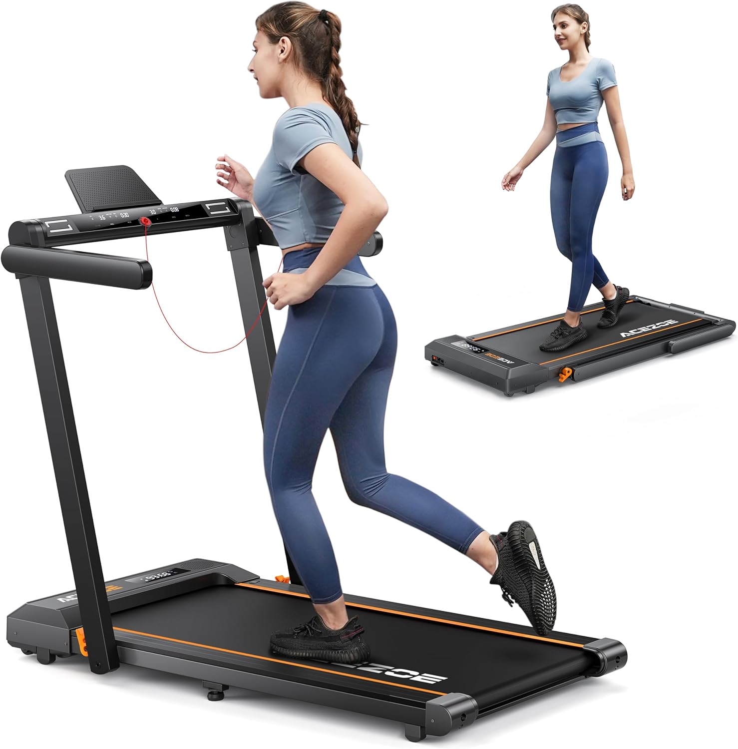 Amazon.com : Acezoe 2 in 1 Foldable Treadmill for Home, Under Desk ...