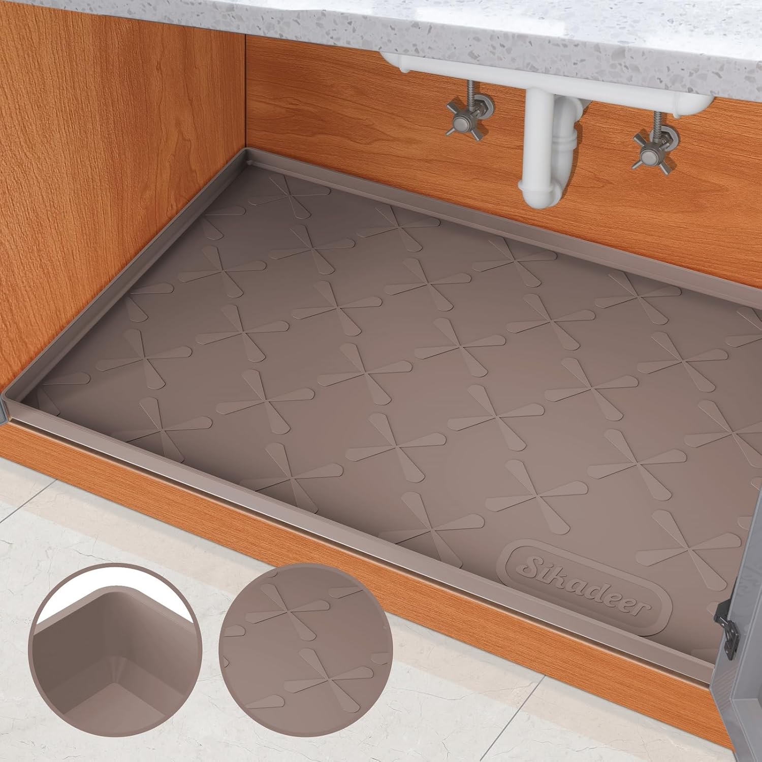 Amazon.com: SIKADEER Under Sink Mat 22" x 22", Silicone Shelf Kitchen ...