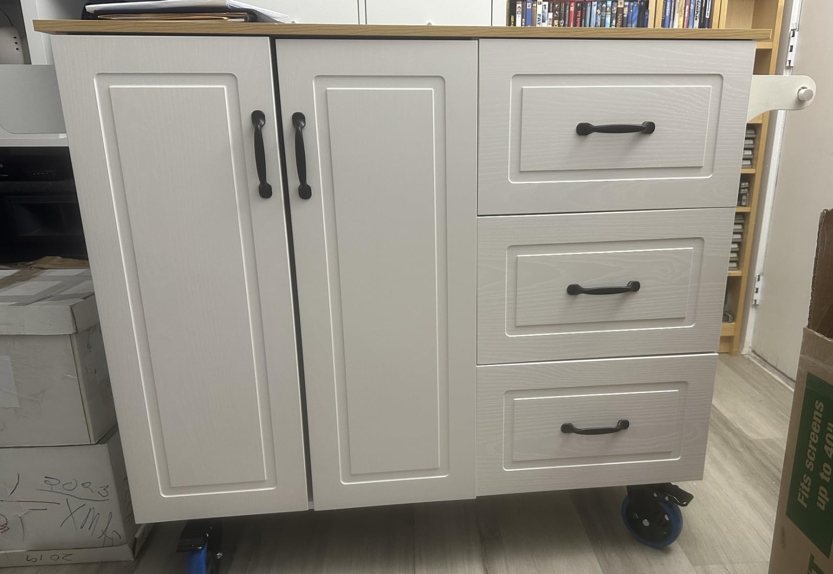 Amazon.com: Kitchen Island on Wheels Rolling with Drop Leaf Countertop ...