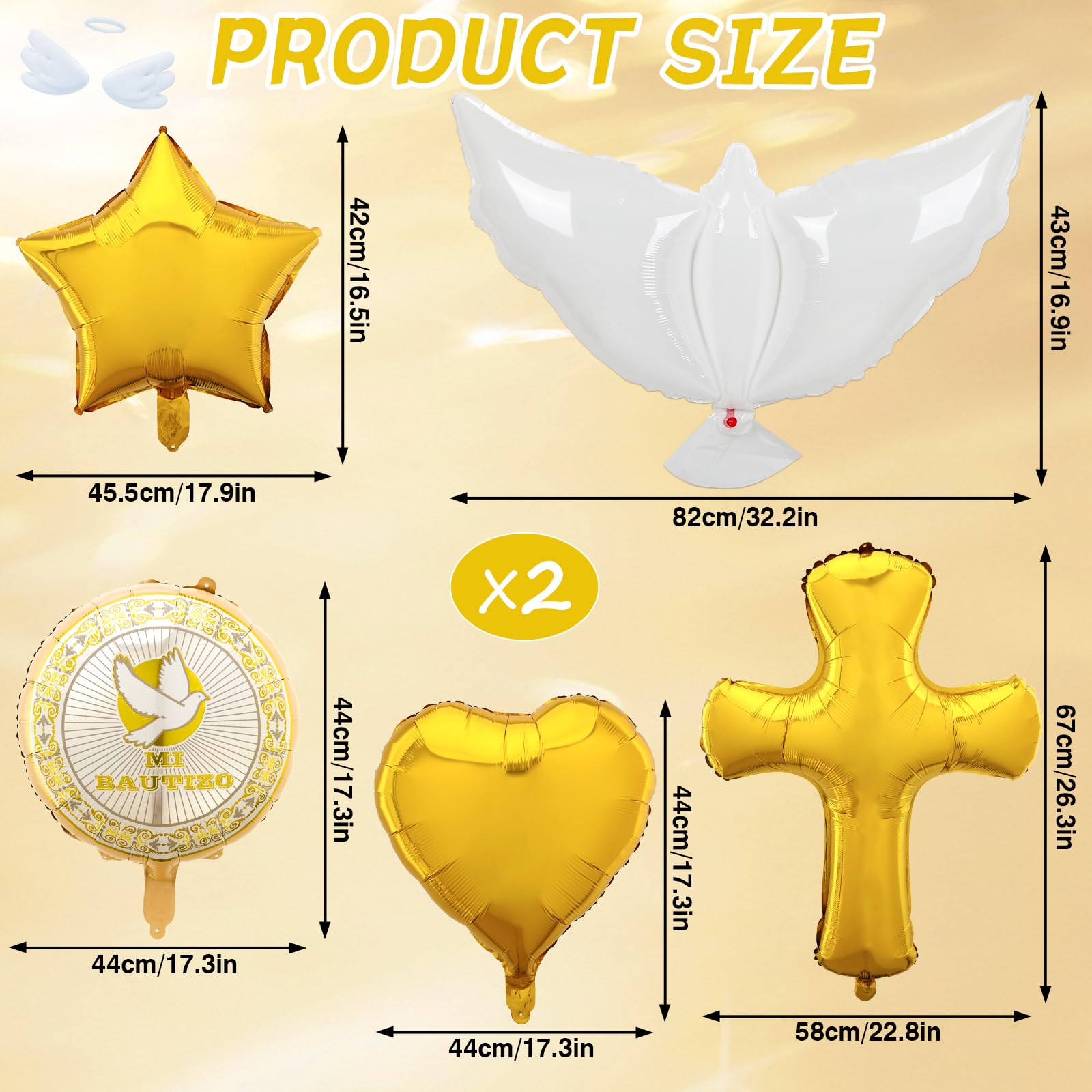 Snapklik.com : 10Pcs First Communion Foil Balloons Decorations, Cross ...