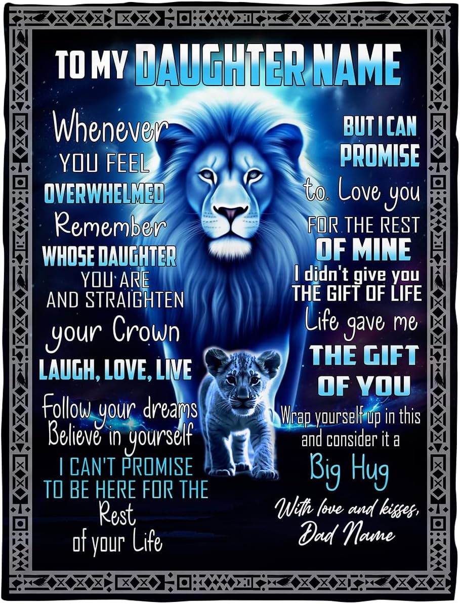 Amazon.com: D70651 Personalized to My Daughter Blanket Lion, Custom ...