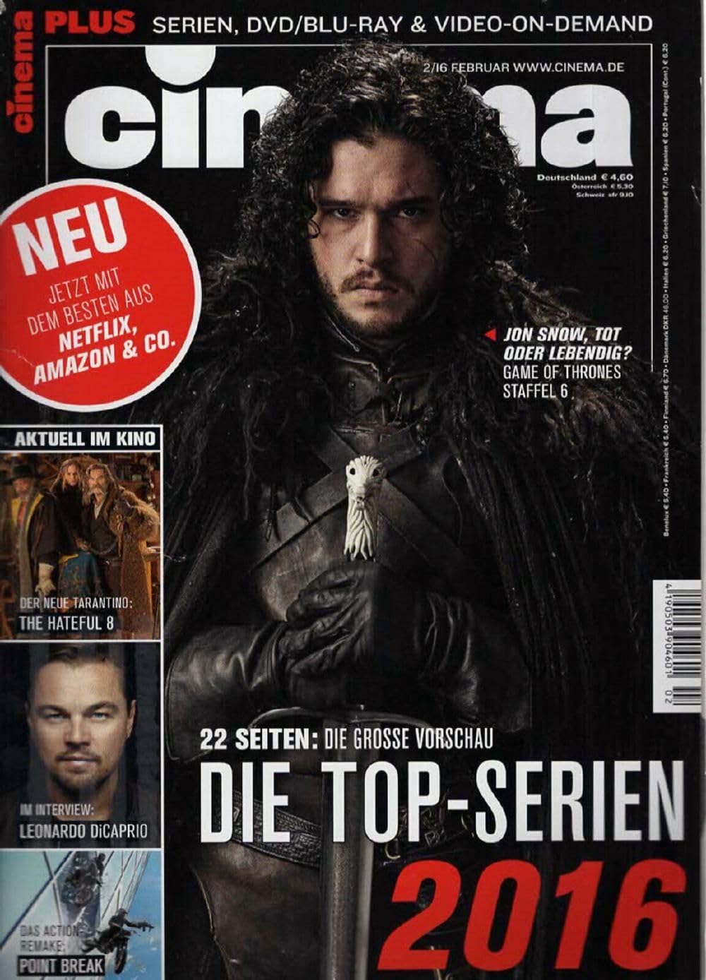 Cinema Magazine Germany 2016-02 Kit Harington Leonardo DiCaprio Point ...