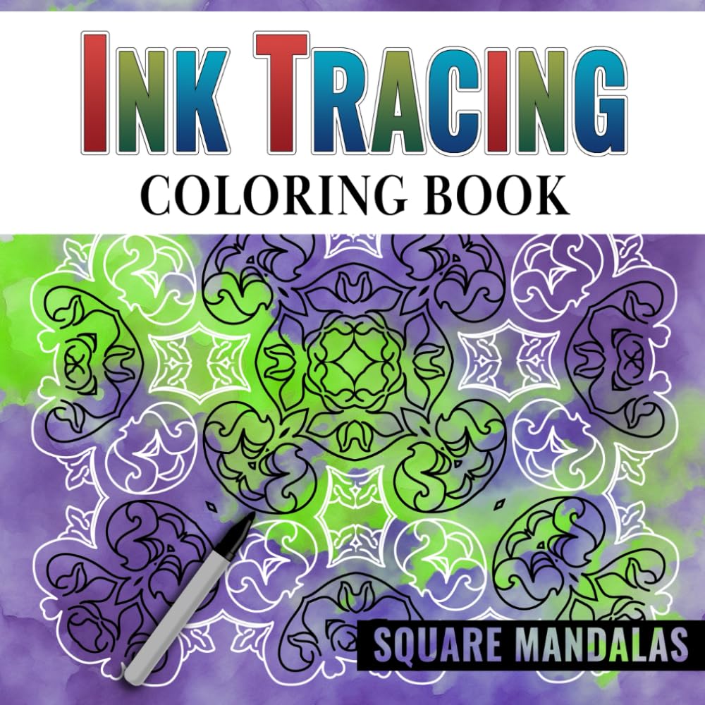 Buy Ink Tracing Coloring Book: Square Mandalas - A Relaxing and ...
