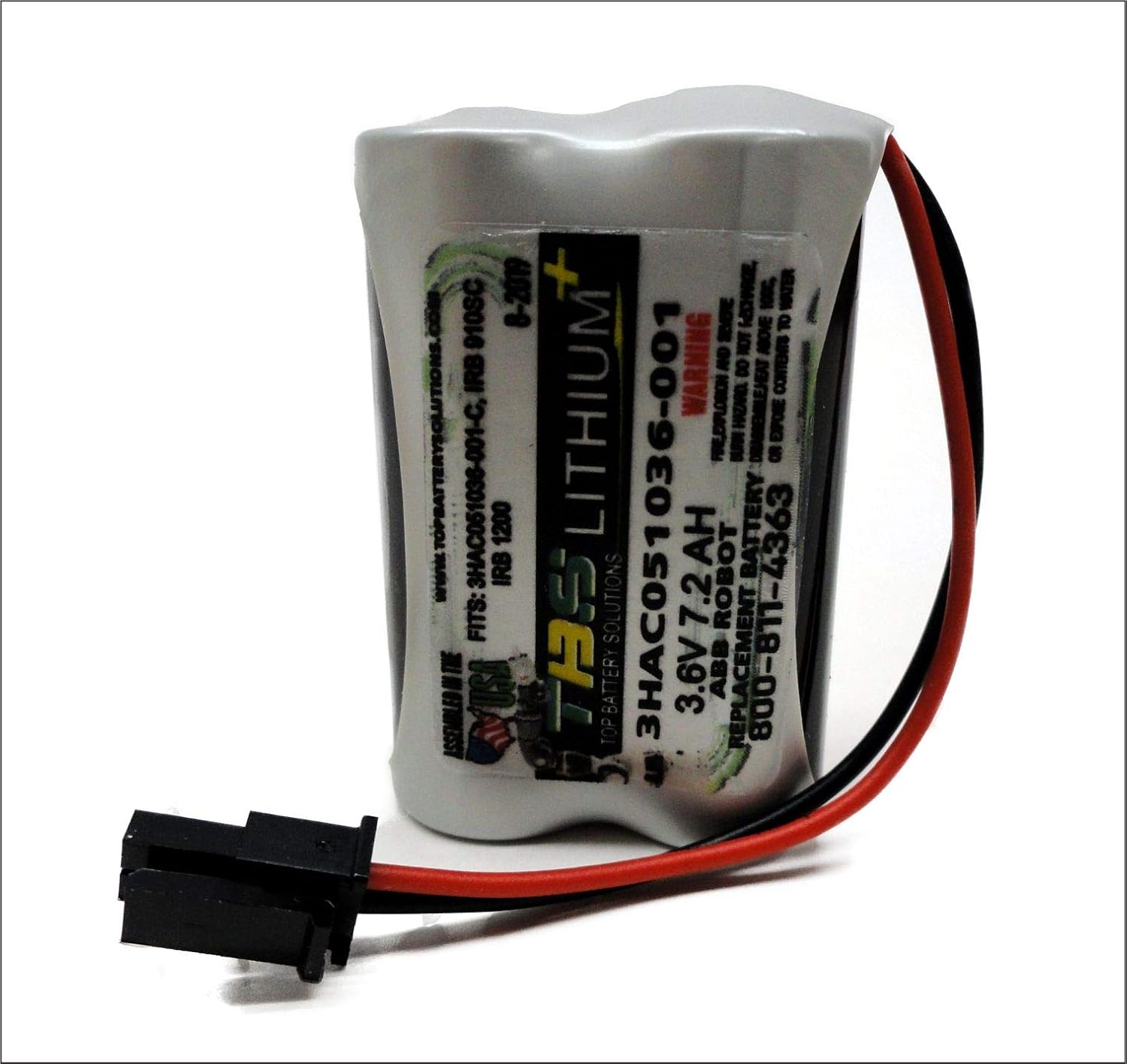 Amazon.com: 1PC Replacement Battery for ABB 3.6V 7.2AH 3HAC051036-001 ...